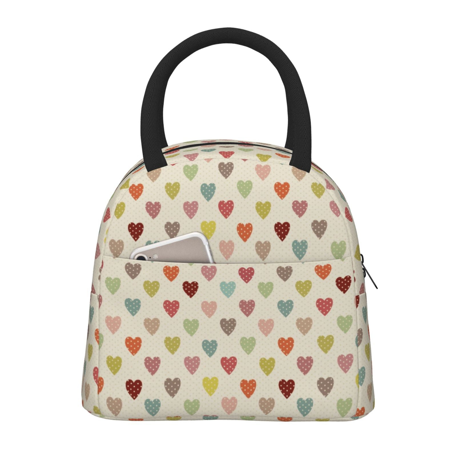 Coaee Heart Polka Dot for Lunch Bag Women Insulated Lunch Box Wide-Open ...