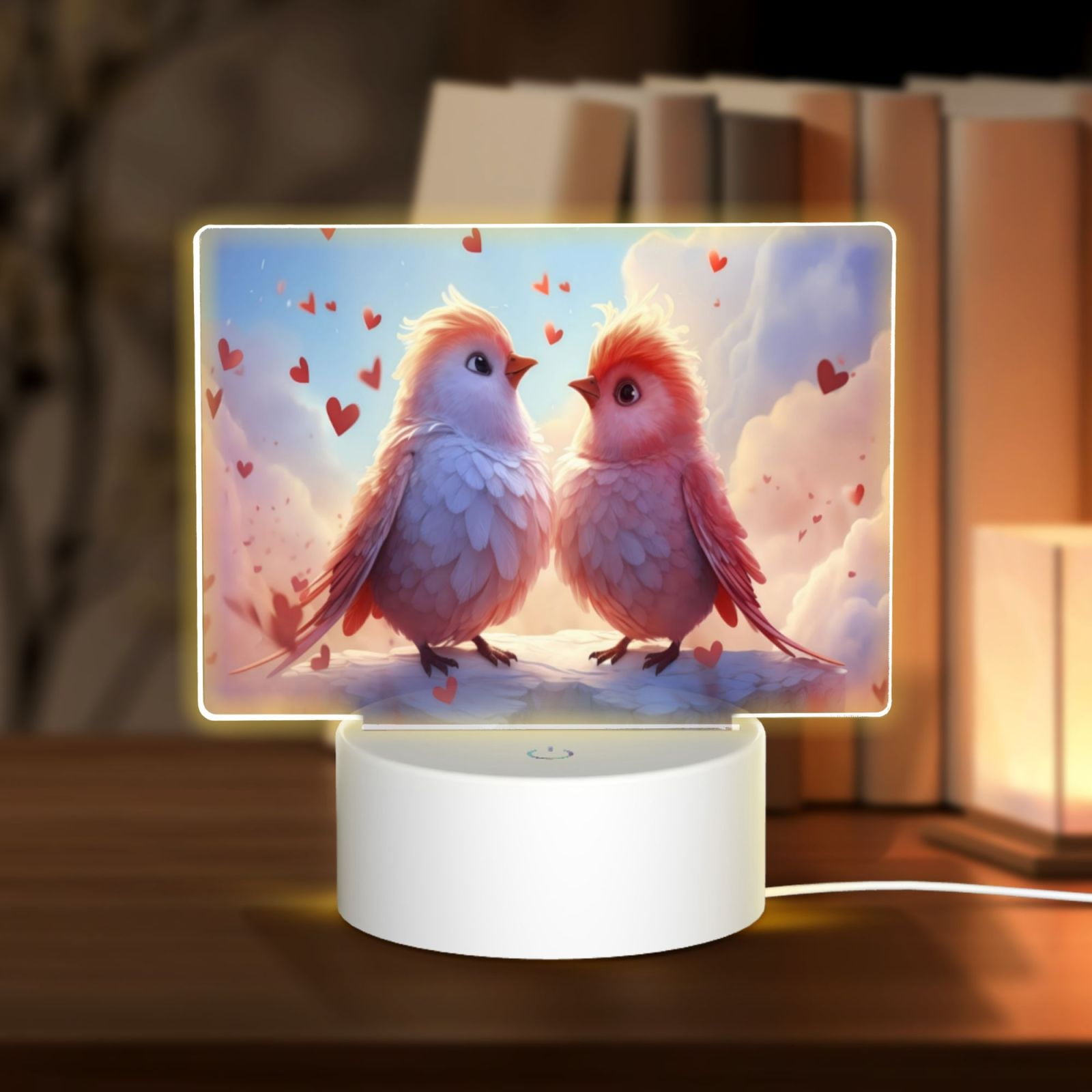 Coaee Heart Sky Bird Couple for Rectangular Acrylic LED Desk Lamp 3 ...