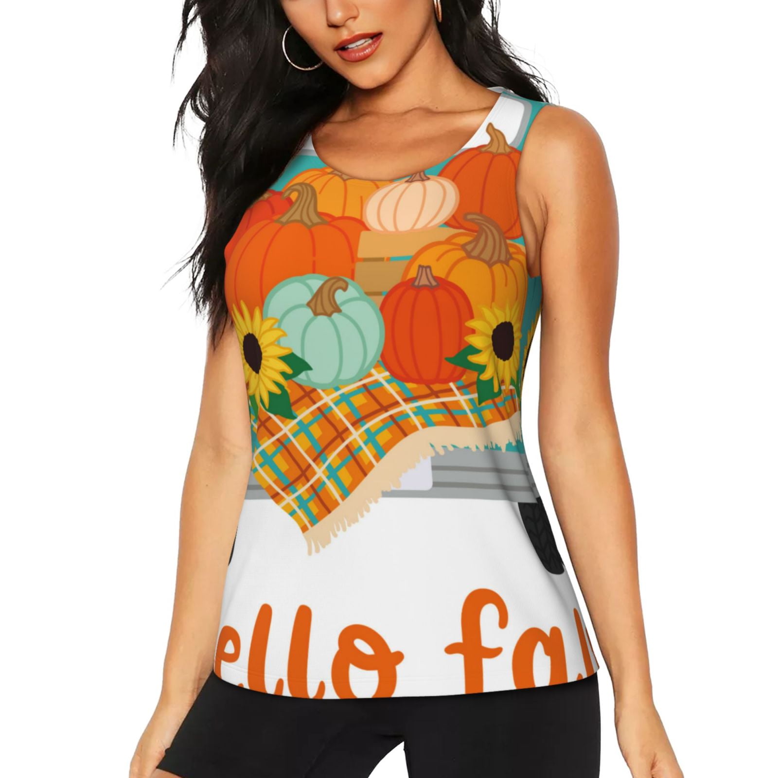 Coaee Hello Fall Farm Truck for Women's Workout Tank Top, Yoga Tank Top ...