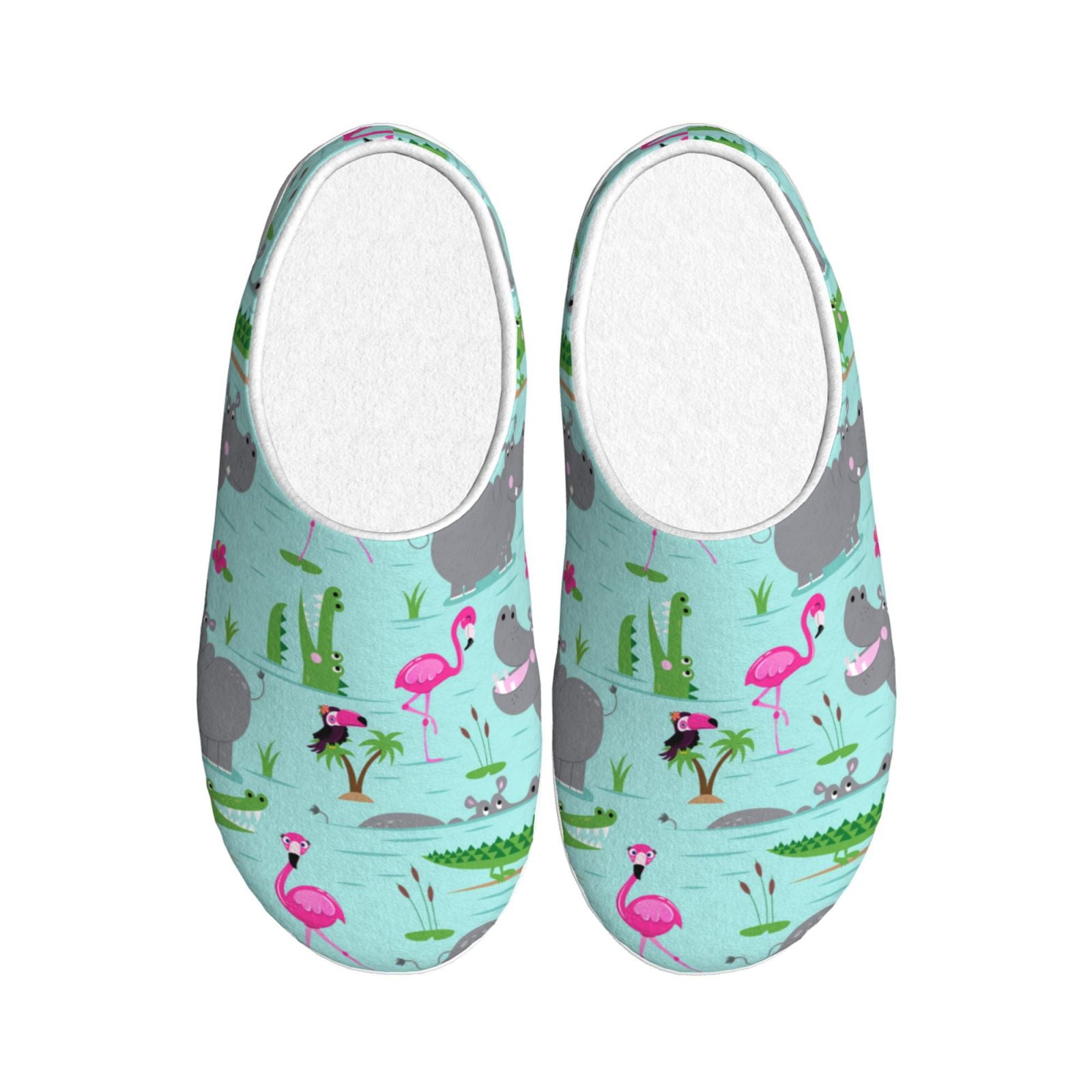 Coaee Hippo With Flamingos And Crocodiles for Mens Slippers Indoor Slip ...