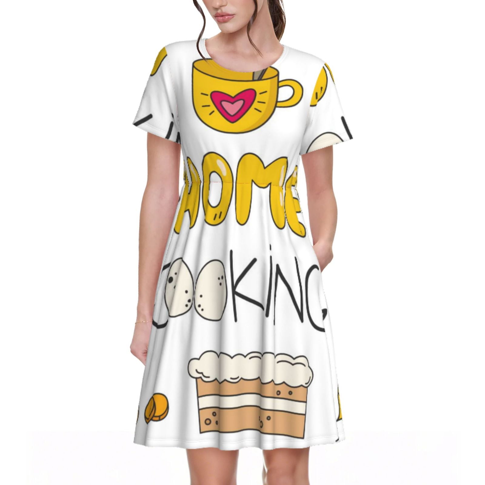 Coaee Home Cooking for Casual Dress for Women Short Sleeve Dresses with ...