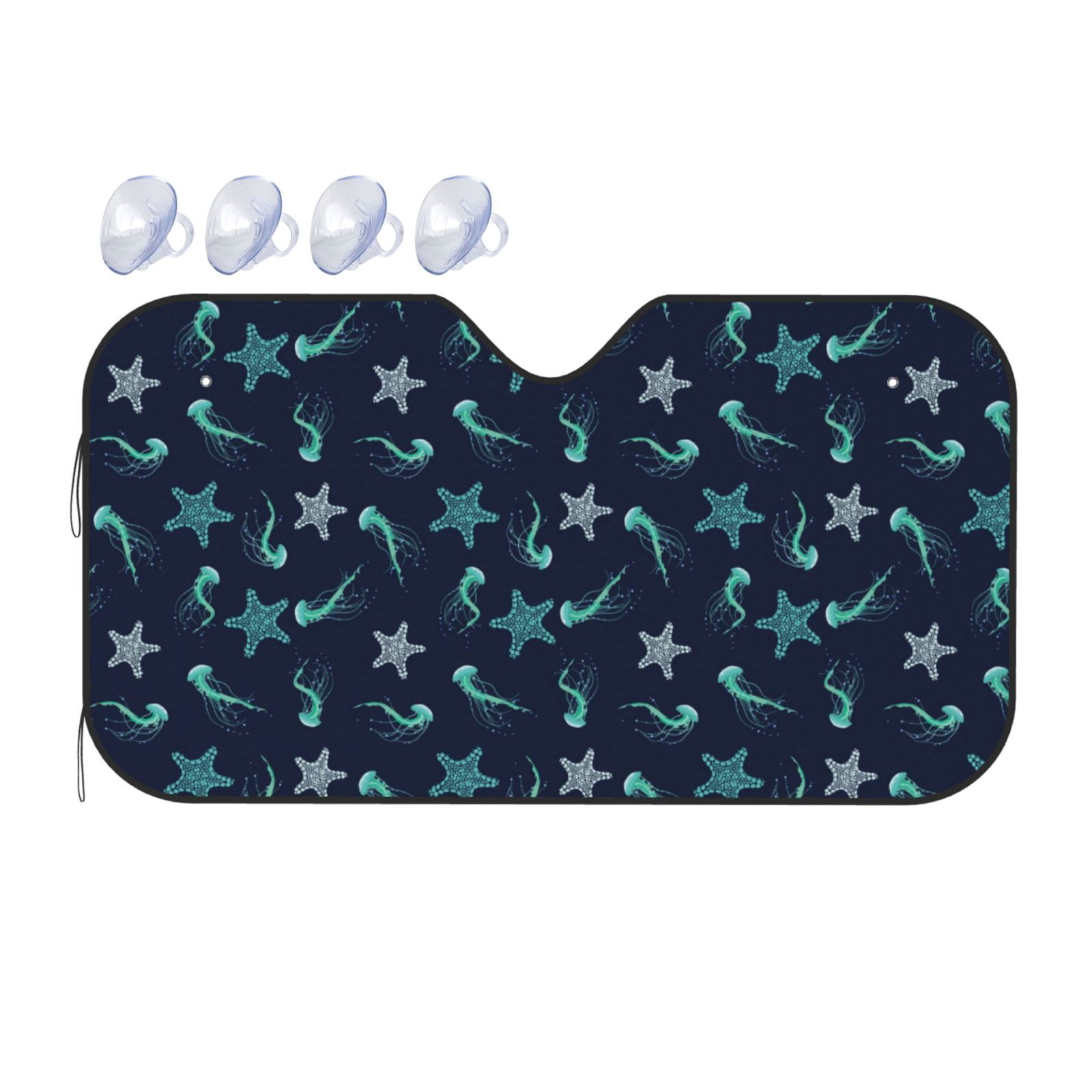 Coaee Ice Blue Starfish and Jellyfish for Car Sunshade Windshield Sun ...