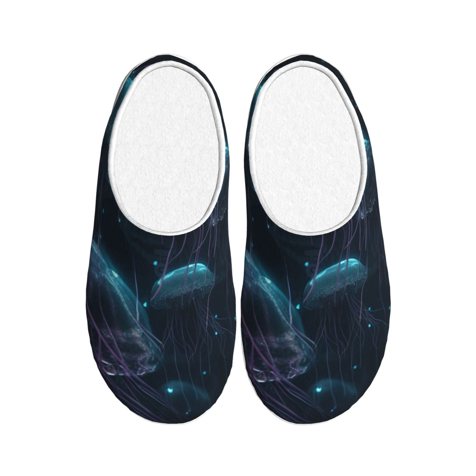 Coaee Ice blue light spot jellyfish for Mens Slippers Indoor Slip On ...
