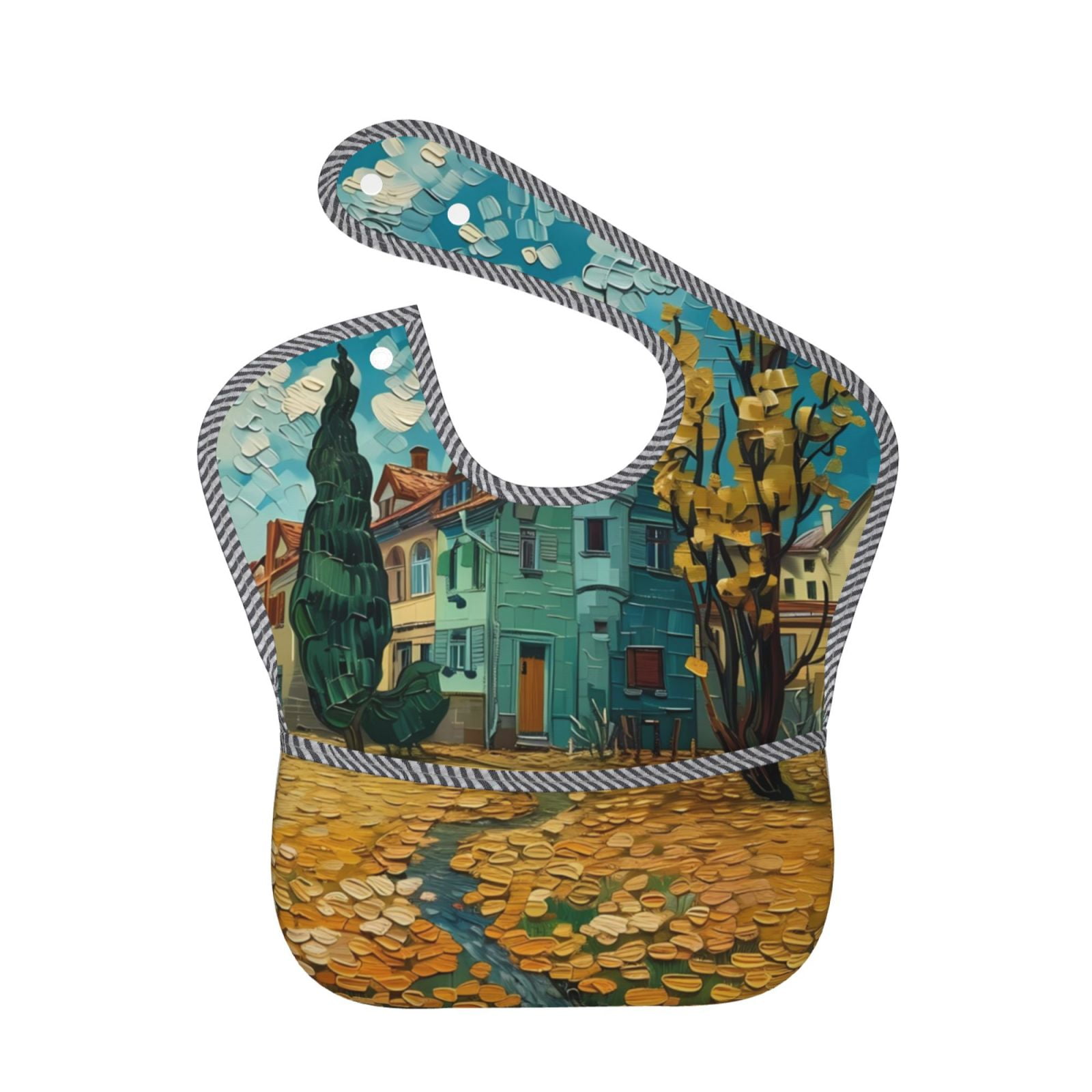 Coaee Impressionist Village Sky for Proof Baby Bib with Food Catcher ...