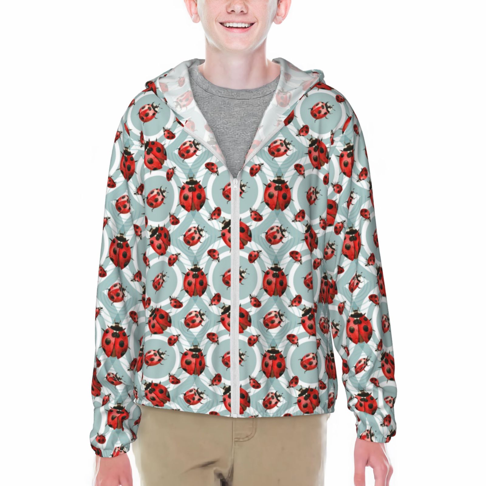 Coaee Insects Print Teen's UPF 50+ Sun Protection Outdoor Lightweight Full Zip Hoodie Long ...