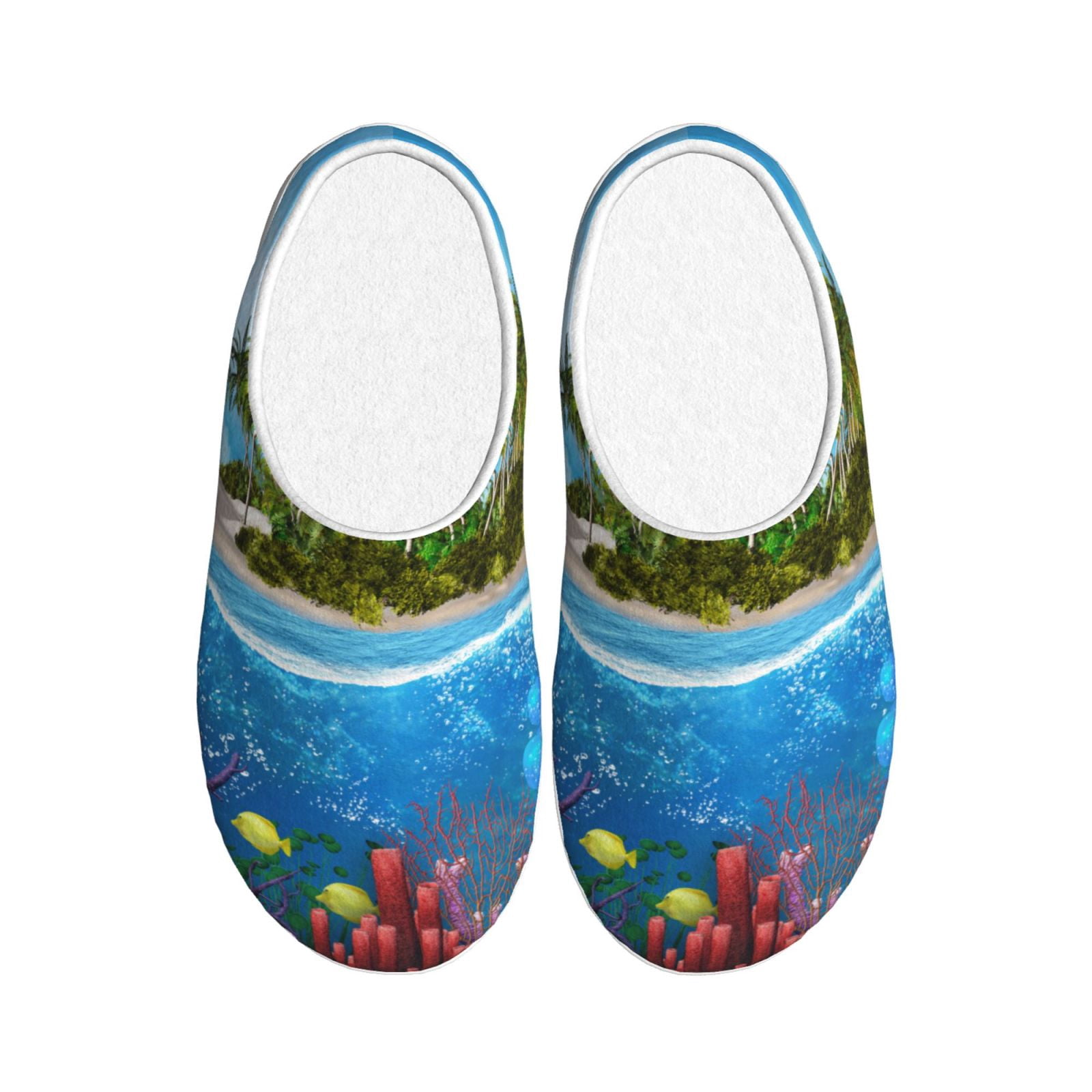 Coaee Island And Coral Reef for Mens Slippers Indoor Slip On Shoes ...