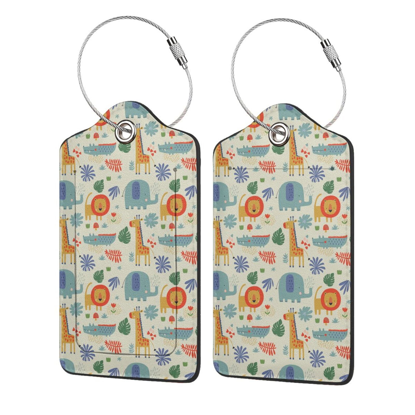 Coaee Jungle Animals Untethered Leather Luggage Tags for Suitcases ...