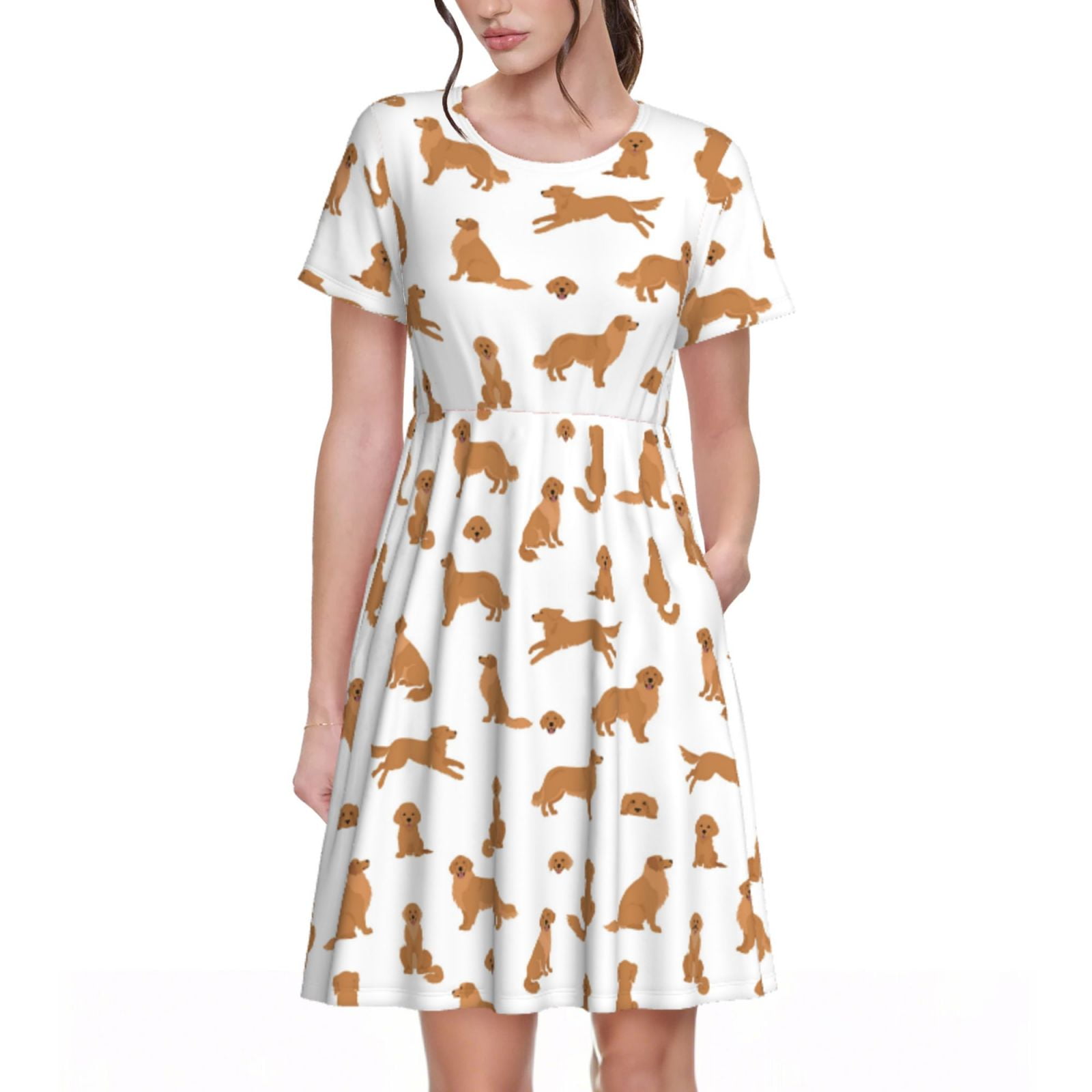 Coaee Labrador Retriever Dog for Casual Dress for Women Short Sleeve ...