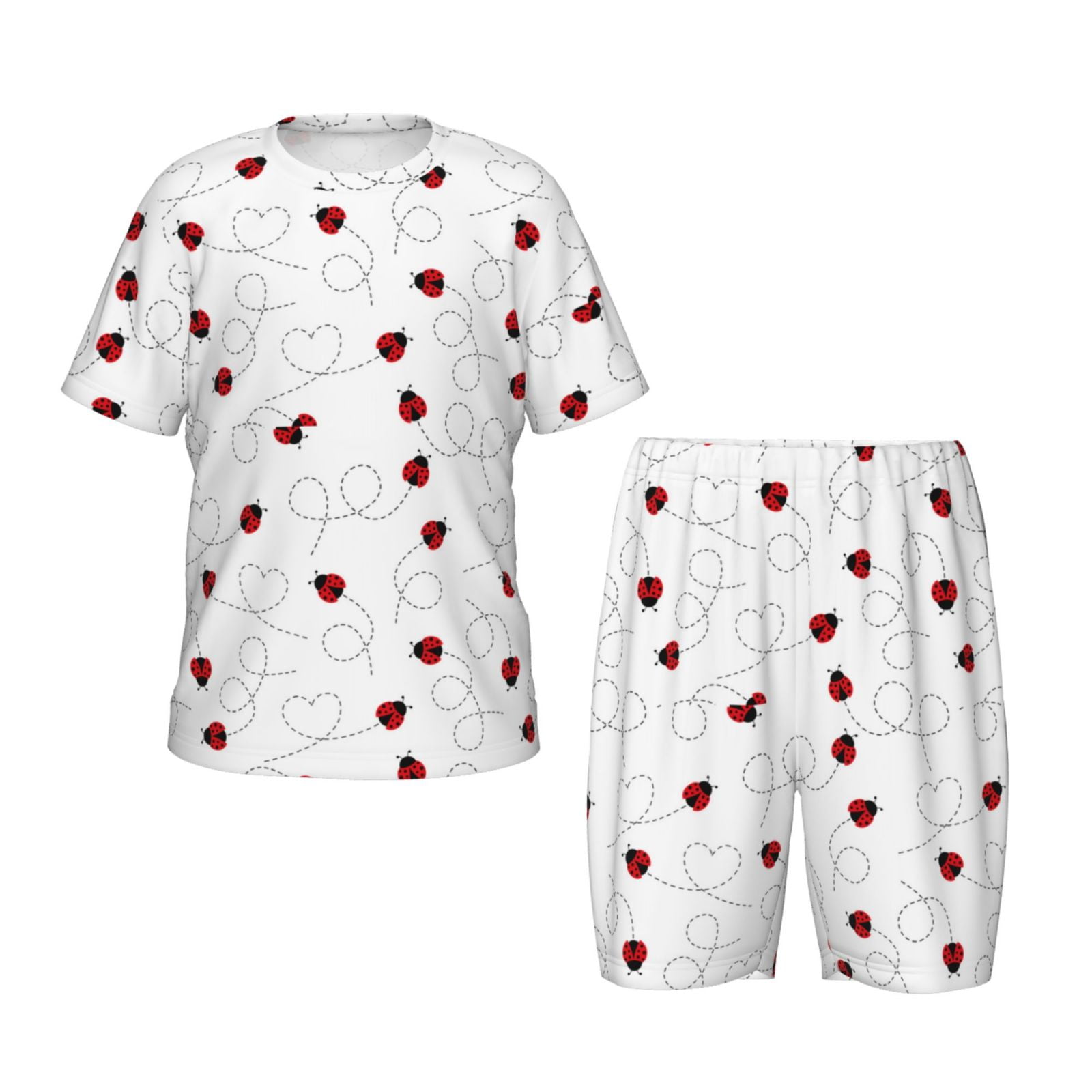 Coaee Ladybugs Flying On Dotted Route for Short Sleeve Pajamas Kids ...
