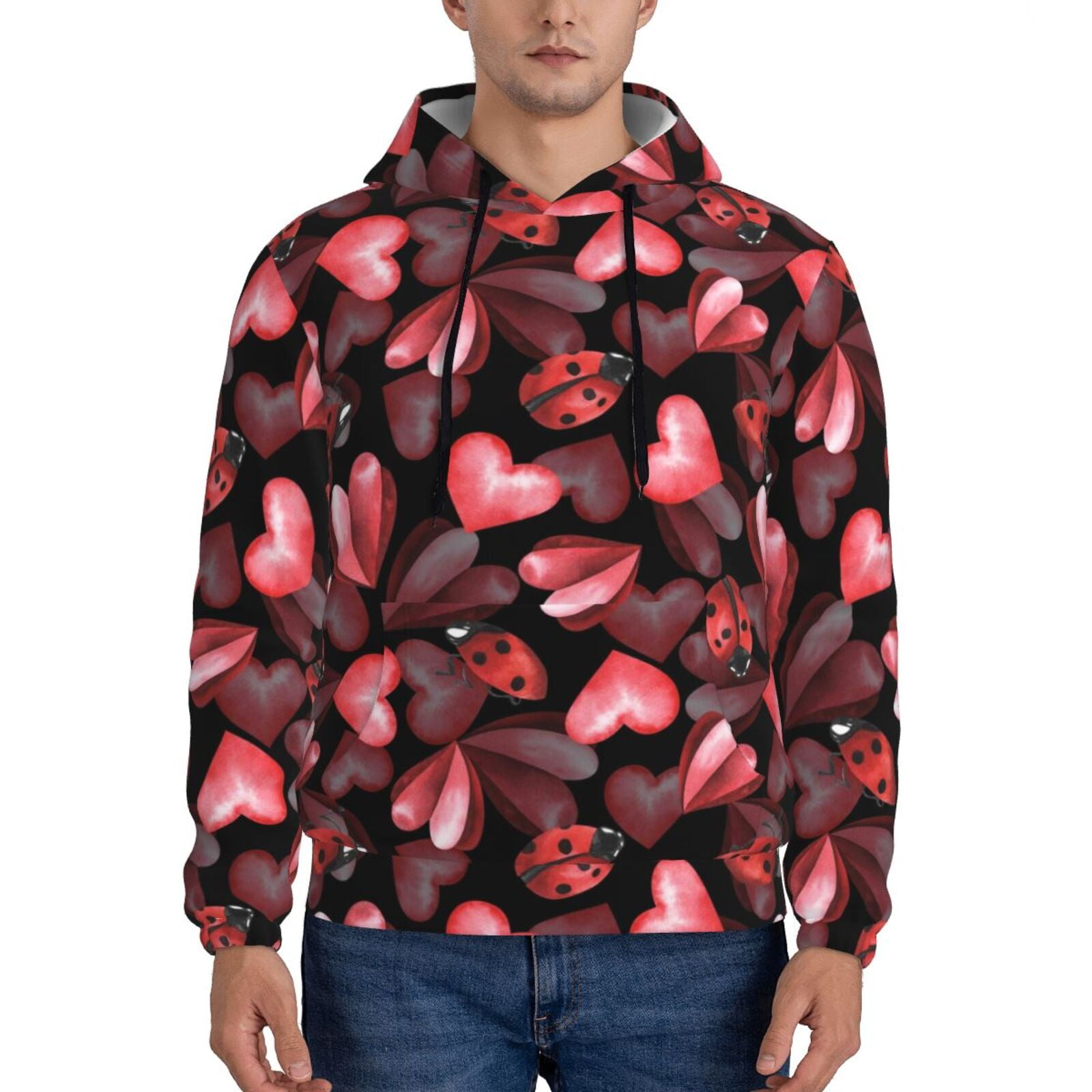 Coaee Ladybugs and Red Hearts for Adult Hoodie Pullover Sweatshirt for ...