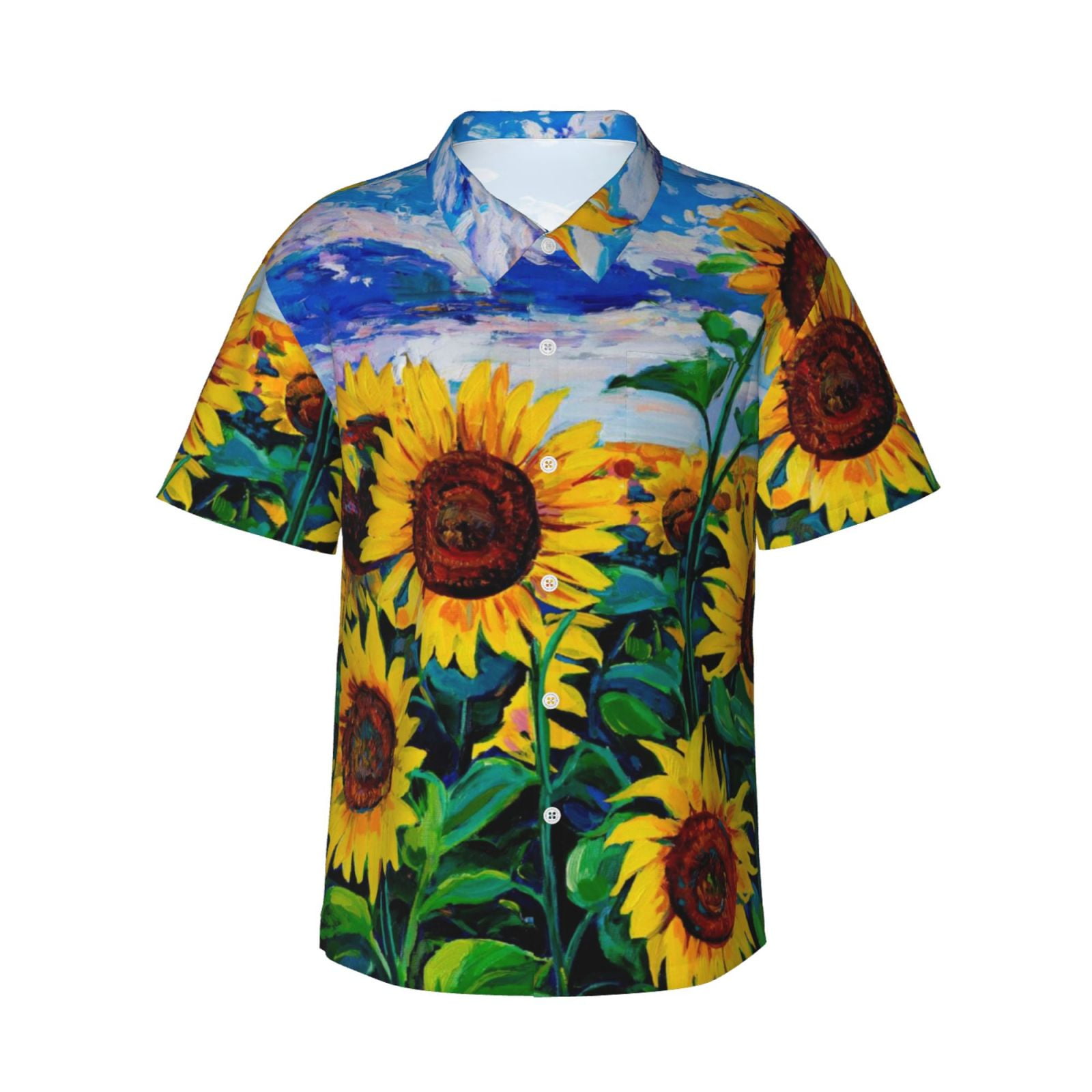 Coaee Landscape With Sunflowers Men'S Hawaiian Loose Shirts Short ...