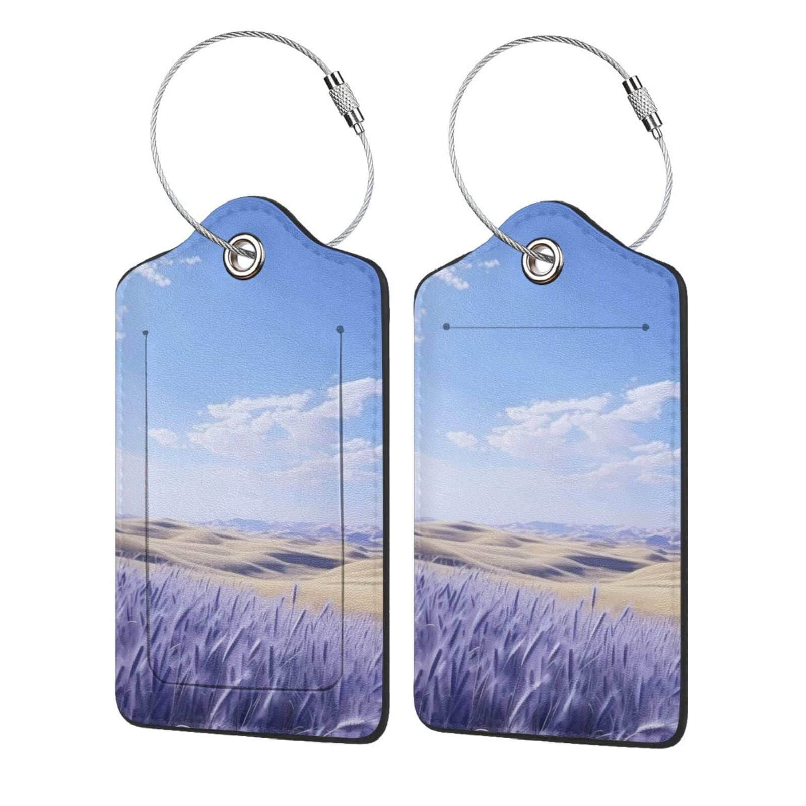 Coaee Lavender Fields Under Blue Sky Untethered Leather Luggage Tags ...
