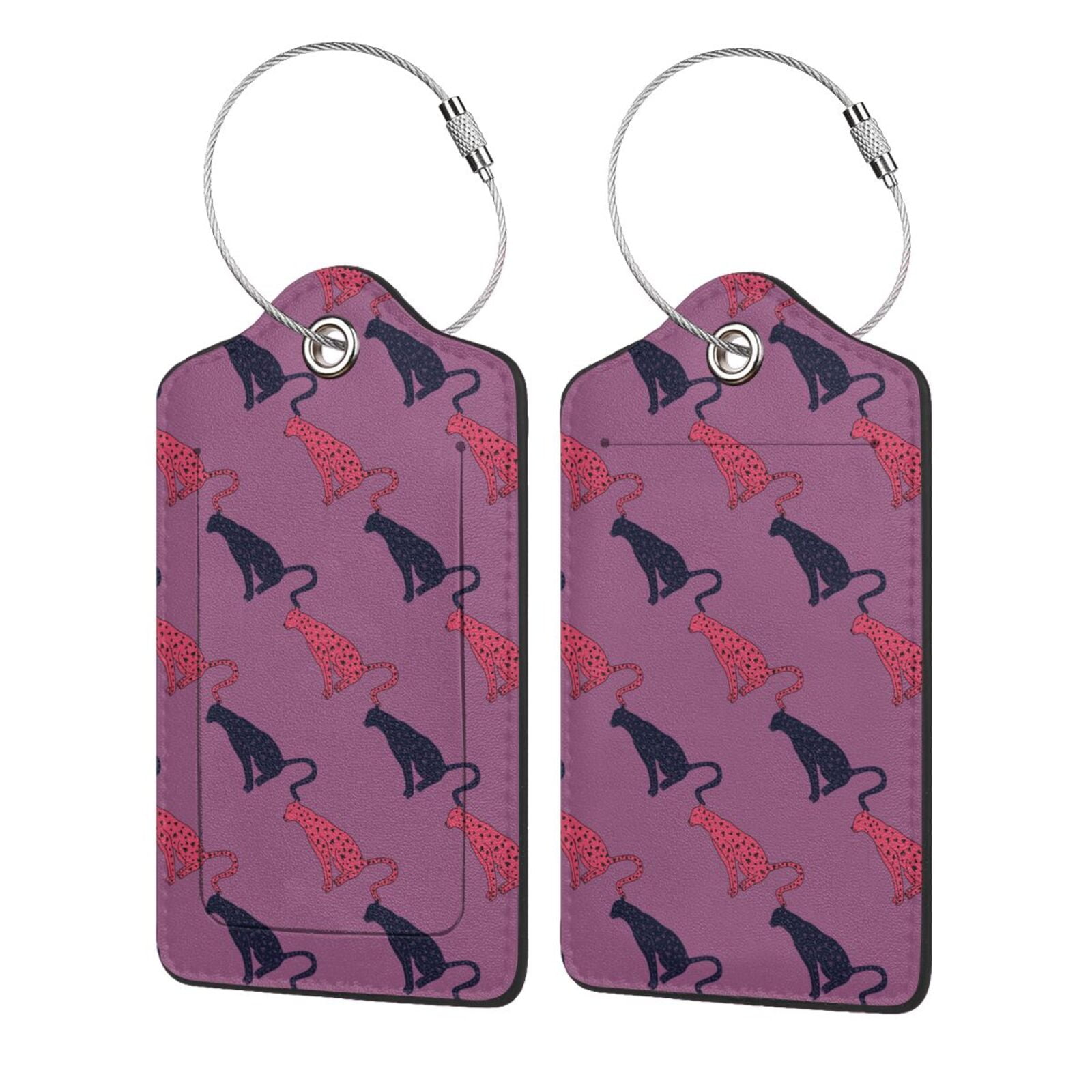 Coaee Leopard Print Untethered Leather Luggage Tags for Suitcases ...