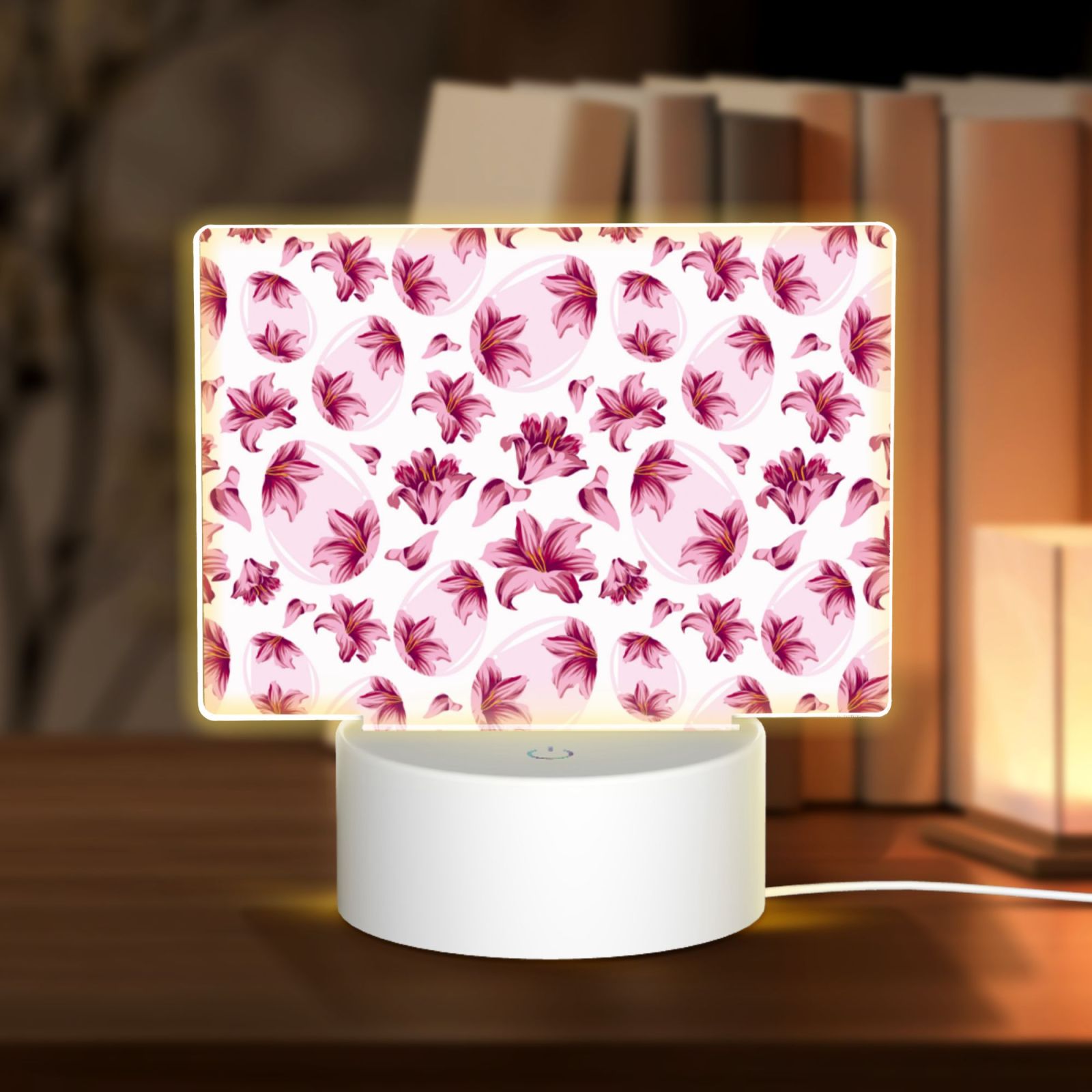 Coaee Lilies Flowers for Rectangular Acrylic LED Desk Lamp 3 Color ...