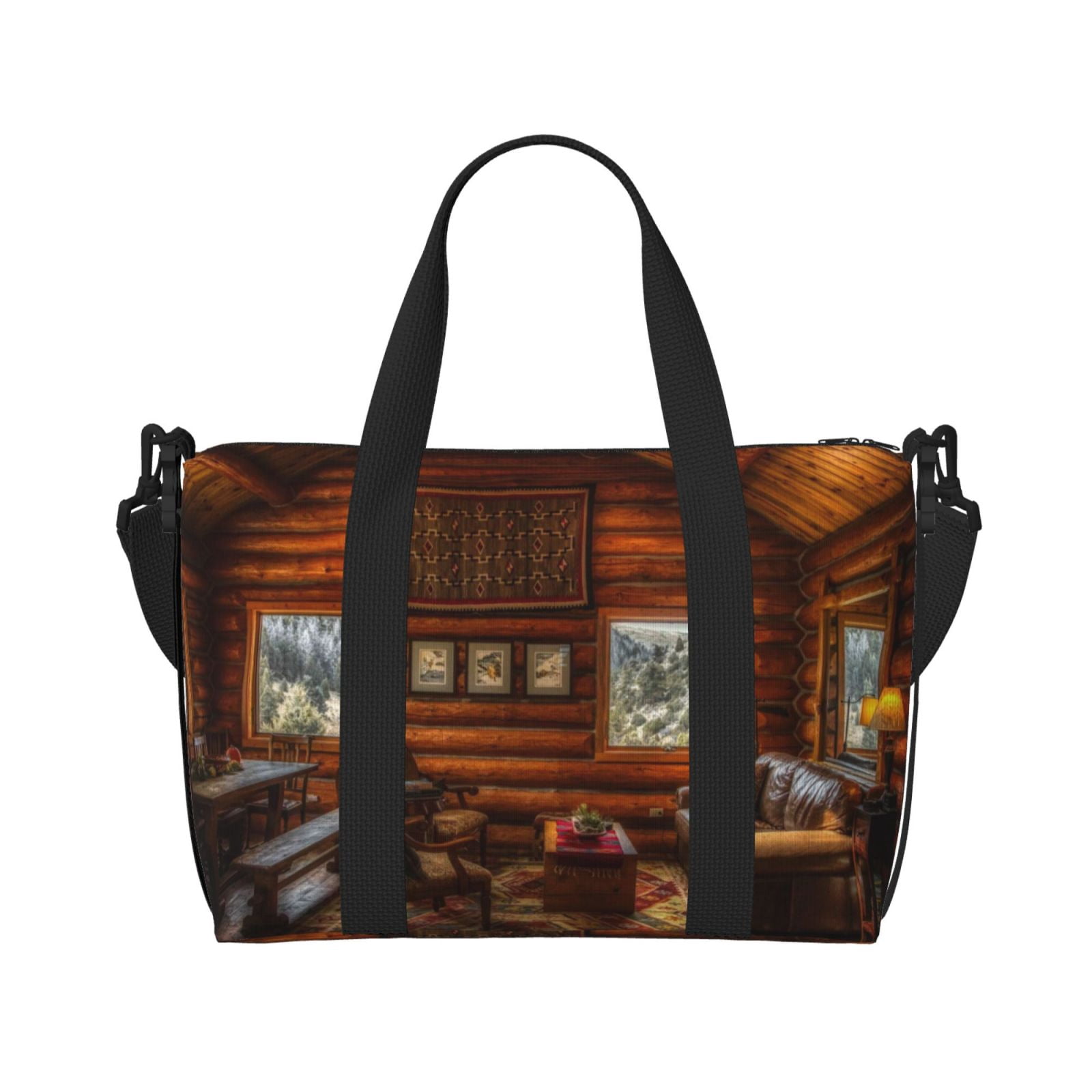 Coaee Log Cabin Inside for Large Shoulder Bag for Women and Men Hand ...