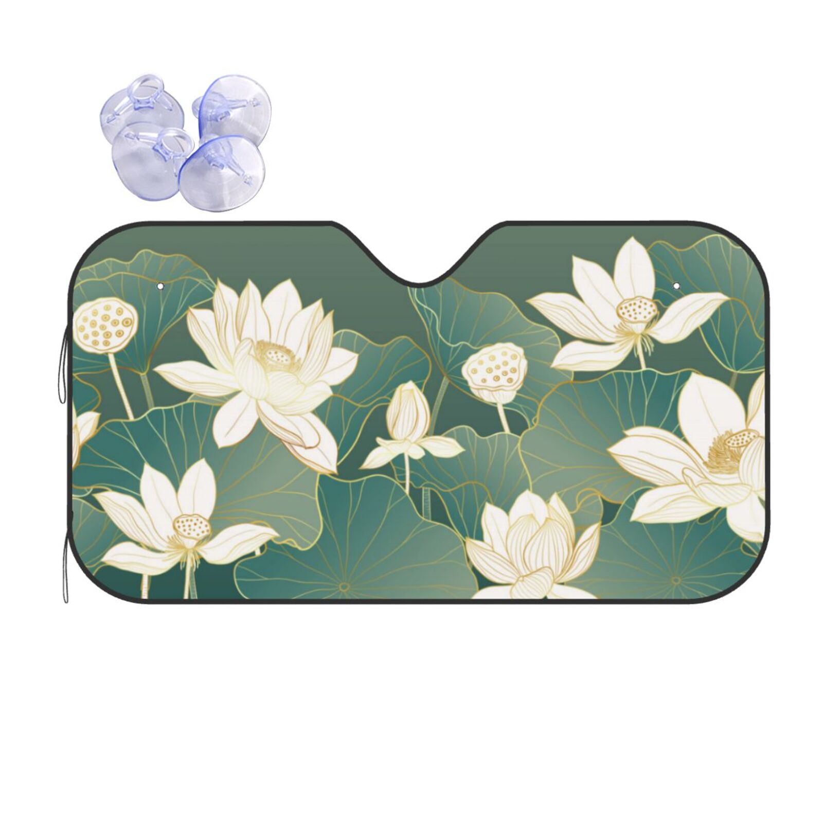 Coaee Lotus Golden Line Print Car Sunshade Windshield Sun Shade Reflect UV Sun for Most Sedans ...