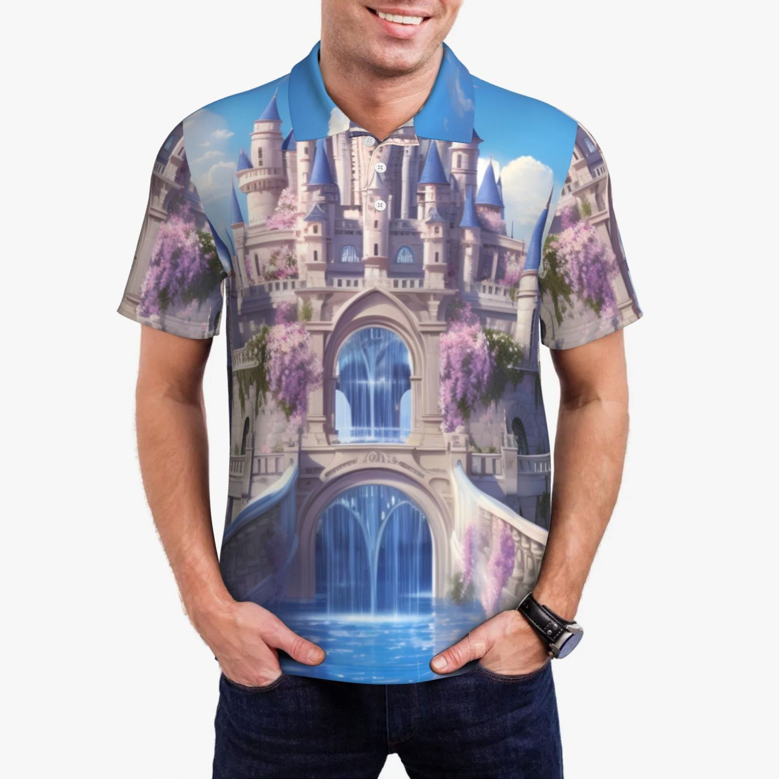 Coaee Majestic Fantasy Castle for Men's Polo Shirts Mens Polo Shirts ...