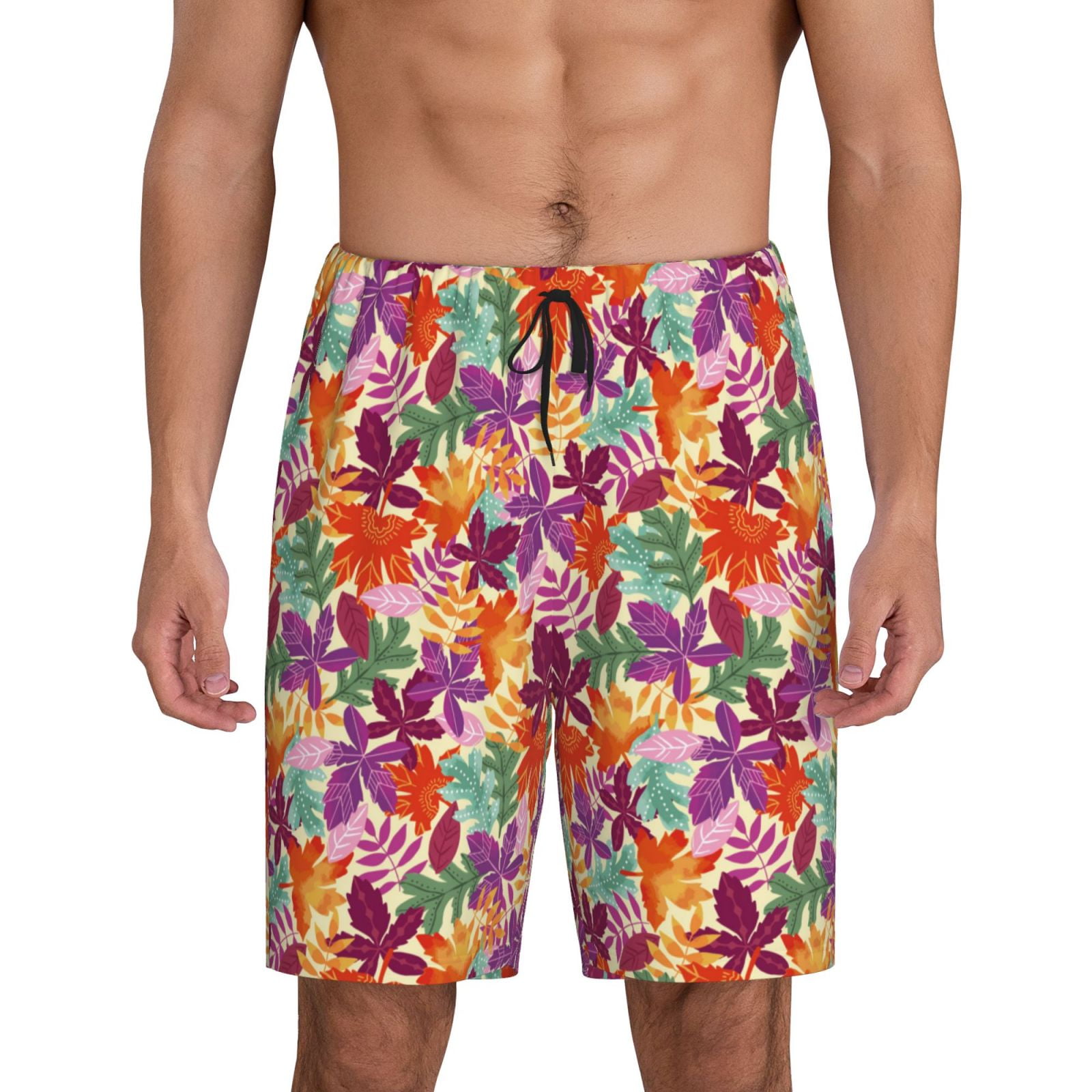 Coaee Maple Leaves for Men's Pajama Pants, Sleep Pajama Boxer Shorts Pj ...