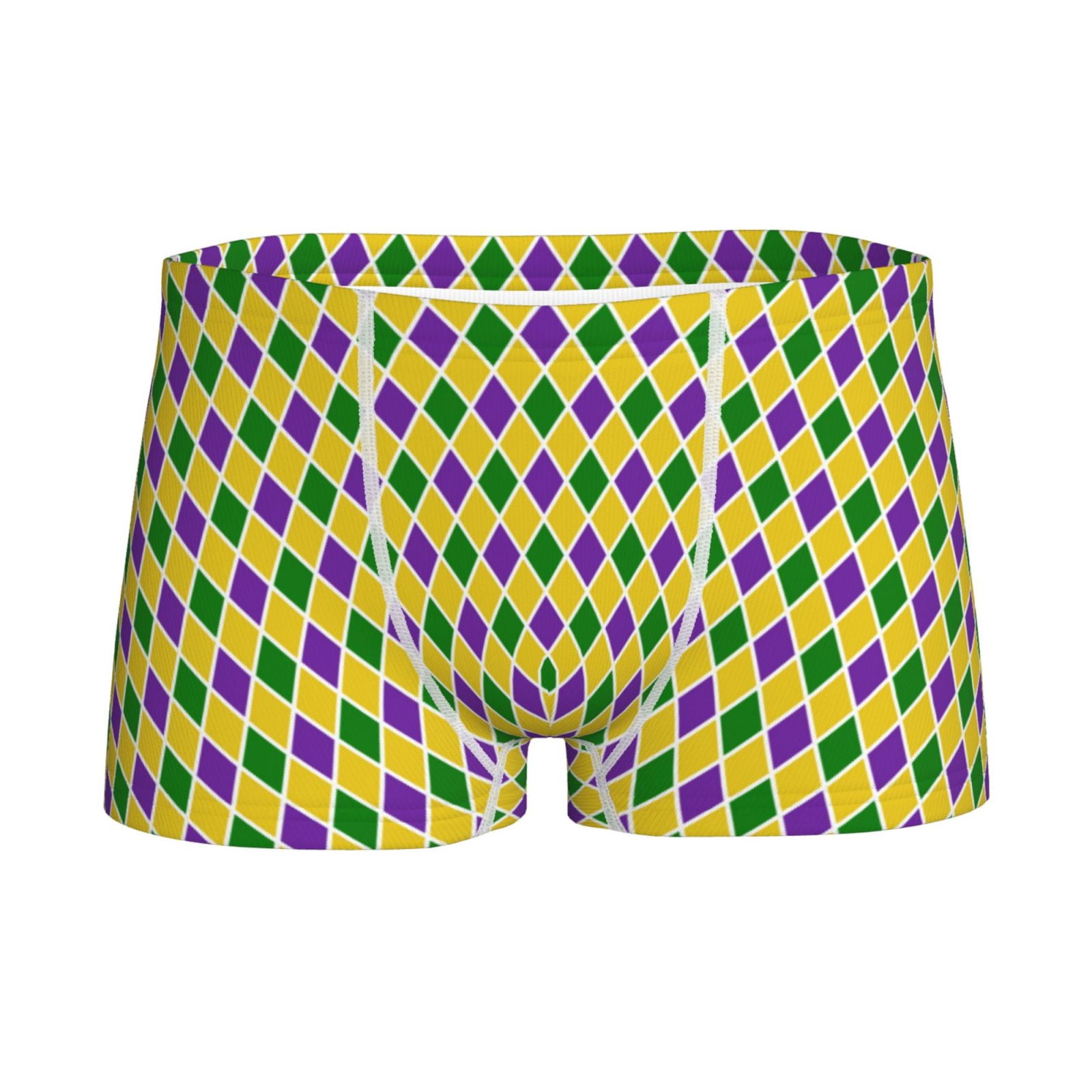 Coaee Mardi Gras Purple Yellow Plaid Boy's Cotton Boxer Briefs Soft and ...