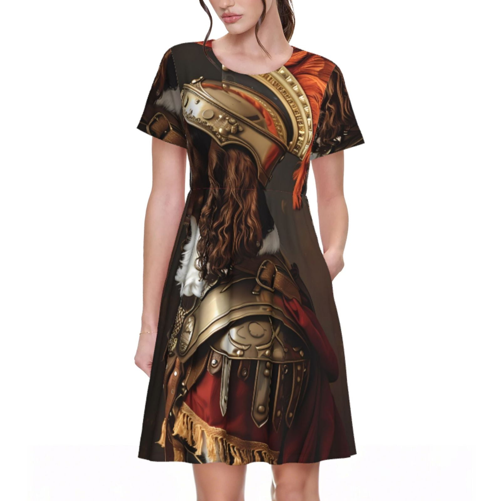 Coaee Medieval Knight Dog for Casual Dress for Women Short Sleeve ...