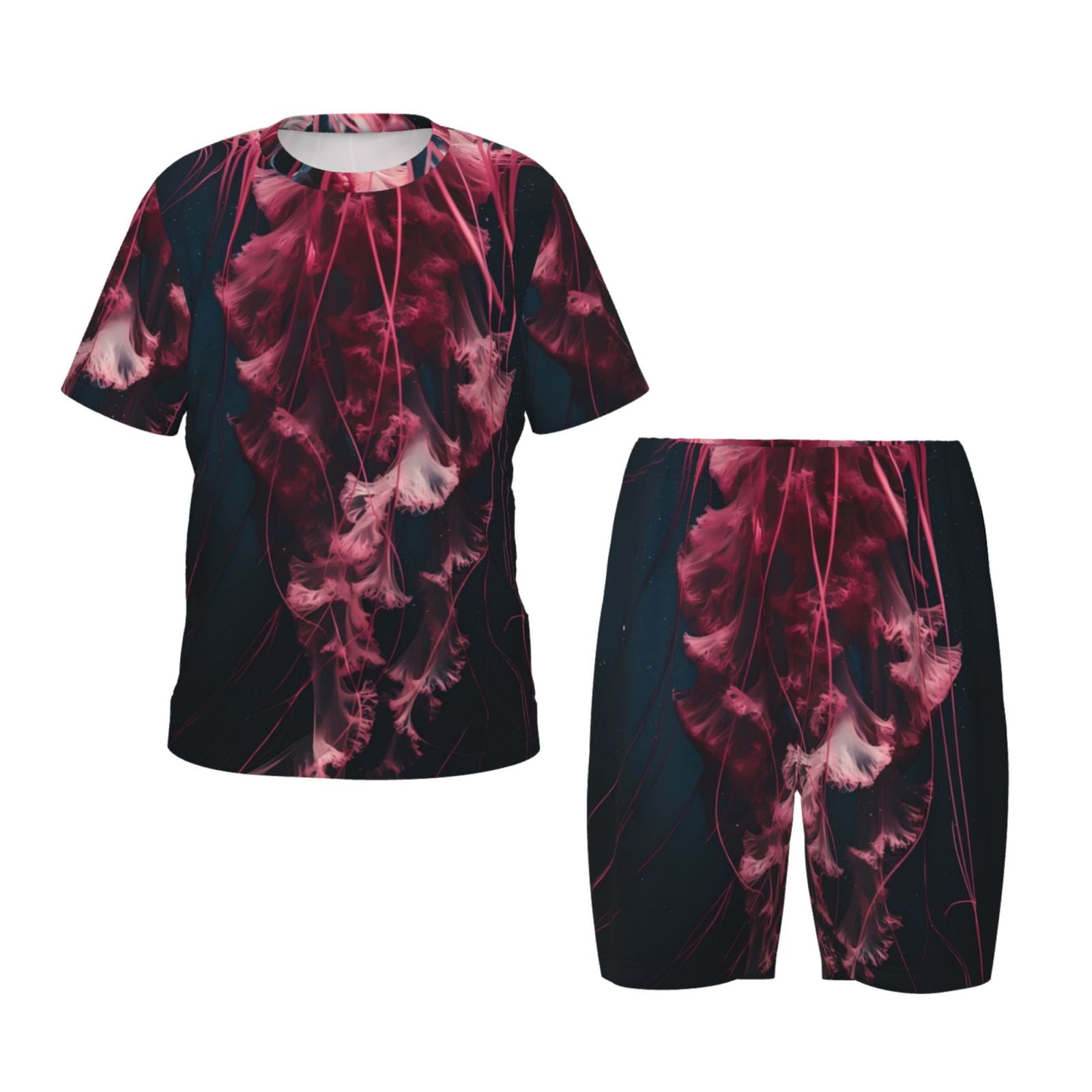 Coaee Mesmerizing Pink Jellyfish for Short Sleeve Pajamas Kids Summer ...