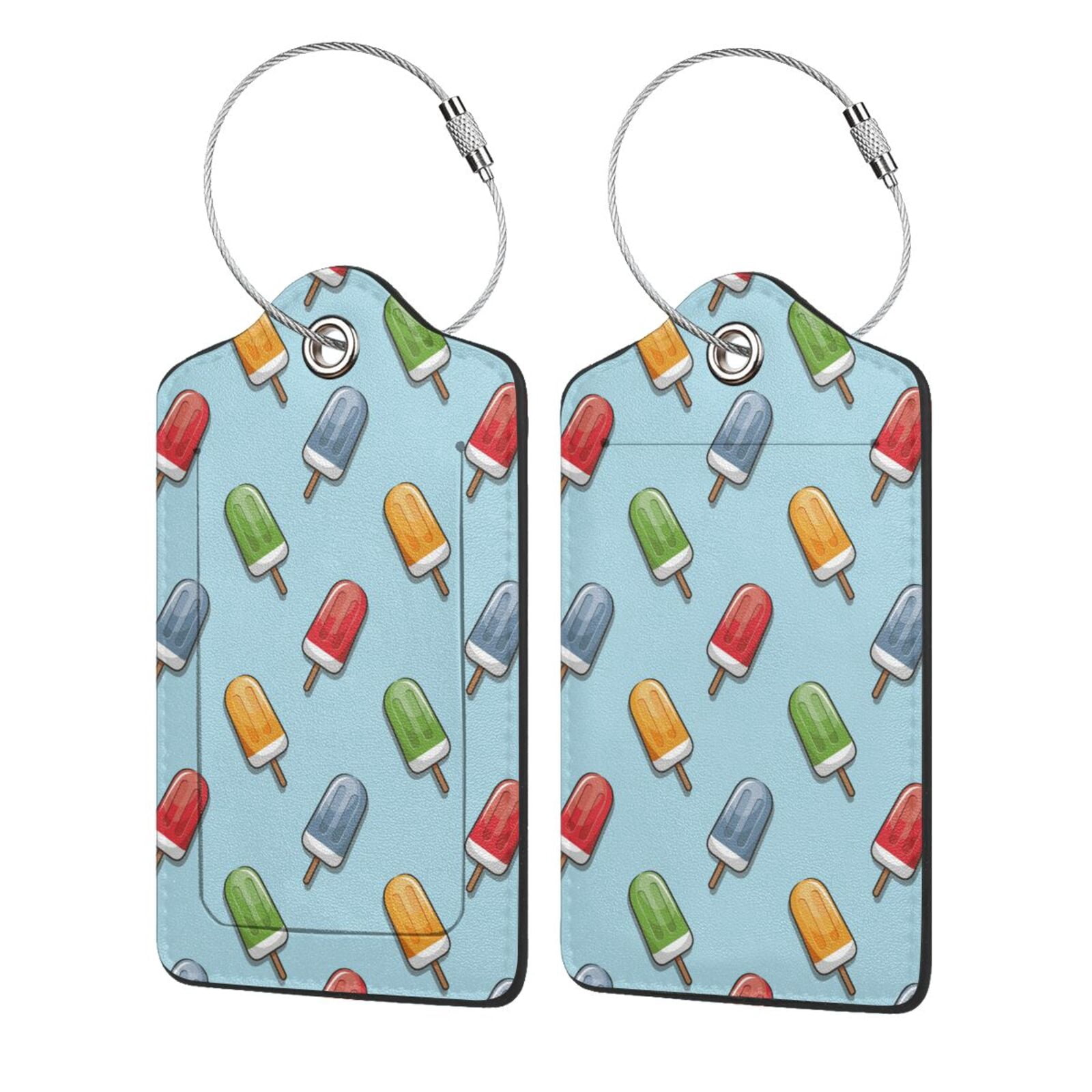 Coaee Modern Ice Cream Untethered Leather Luggage Tags for Suitcases ...