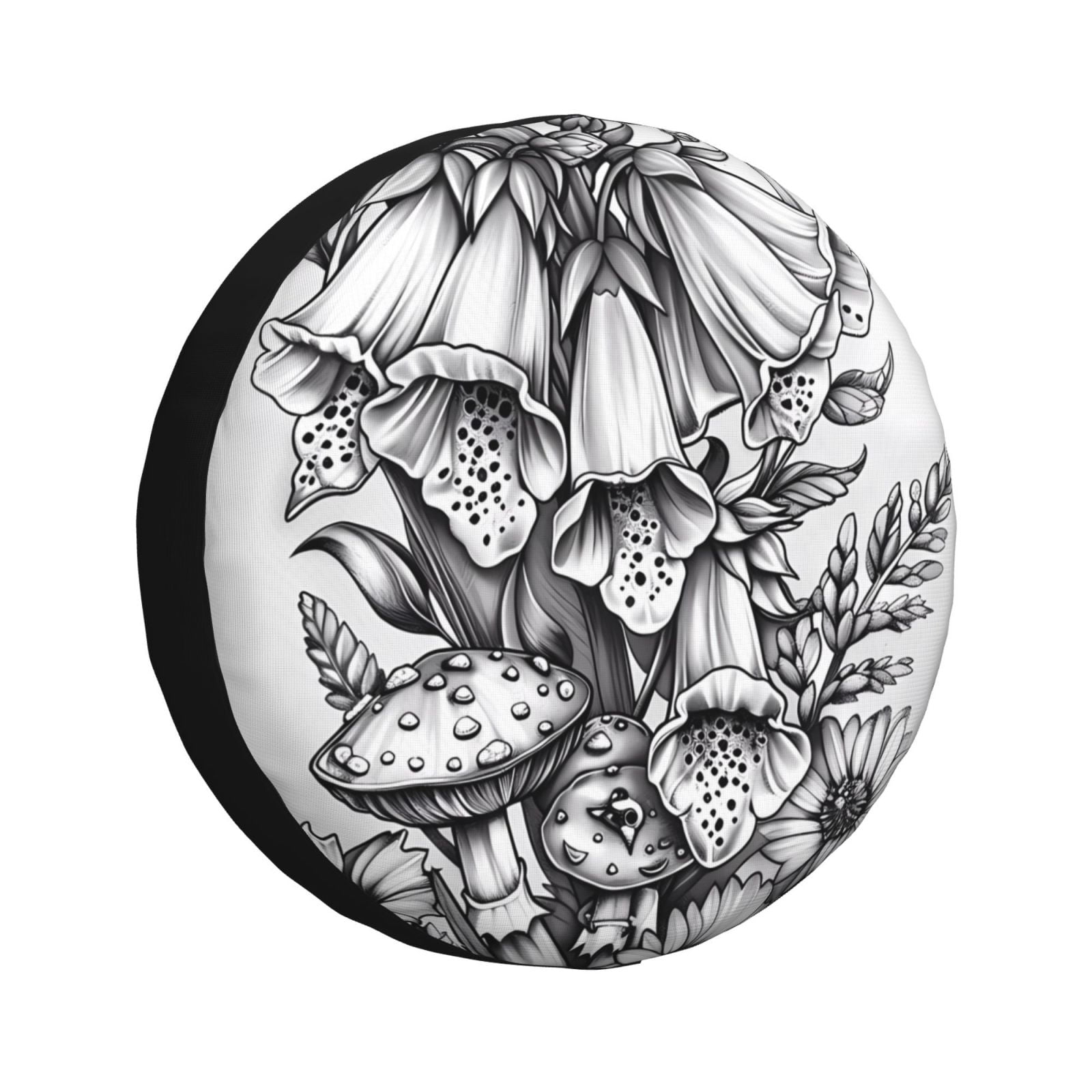 Coaee Monochrome Botanical Illustration for Tire Cover,Car Tire Tust ...