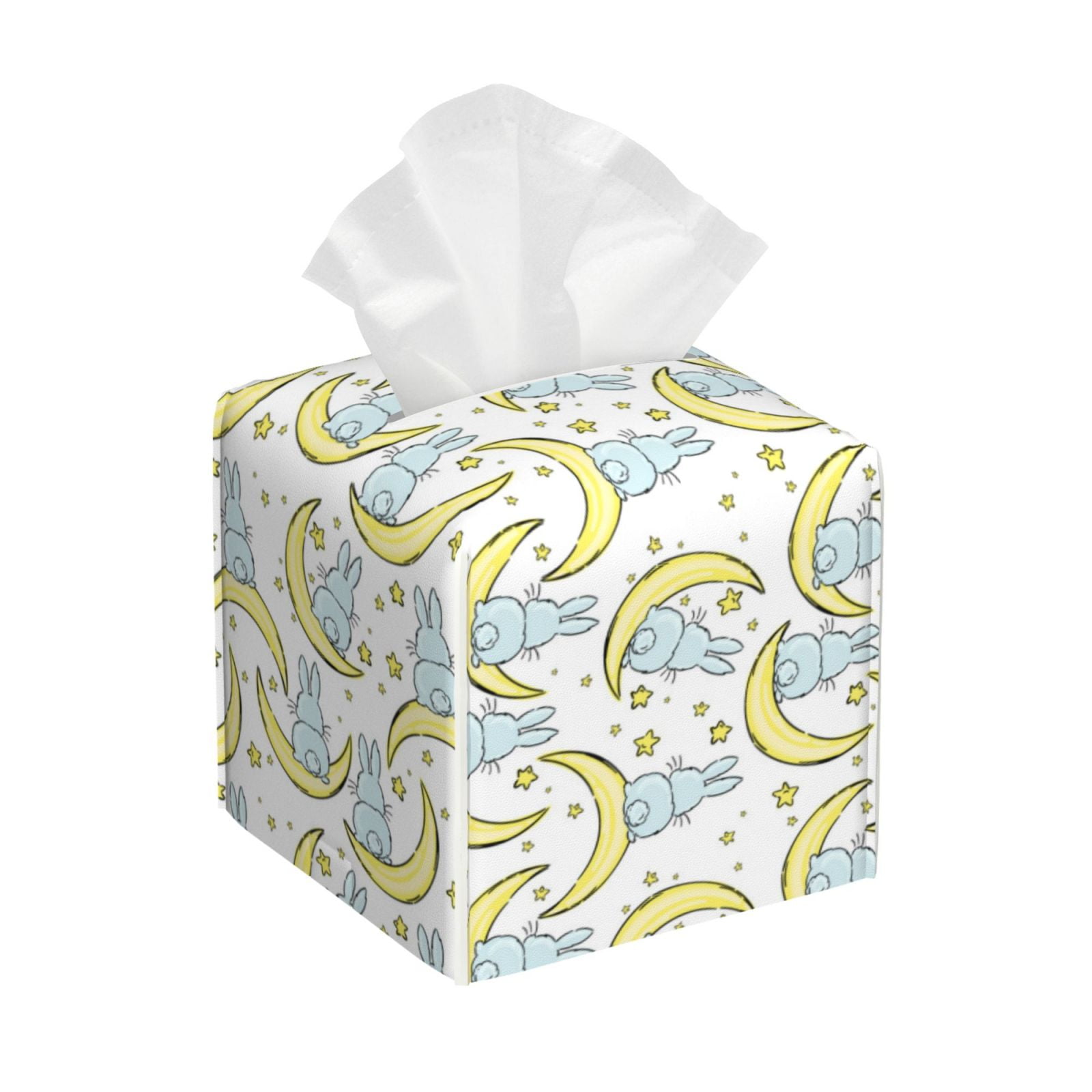 Coaee Moon And Rabbit for Leather Tissue Box Cover Square Tissue Box ...