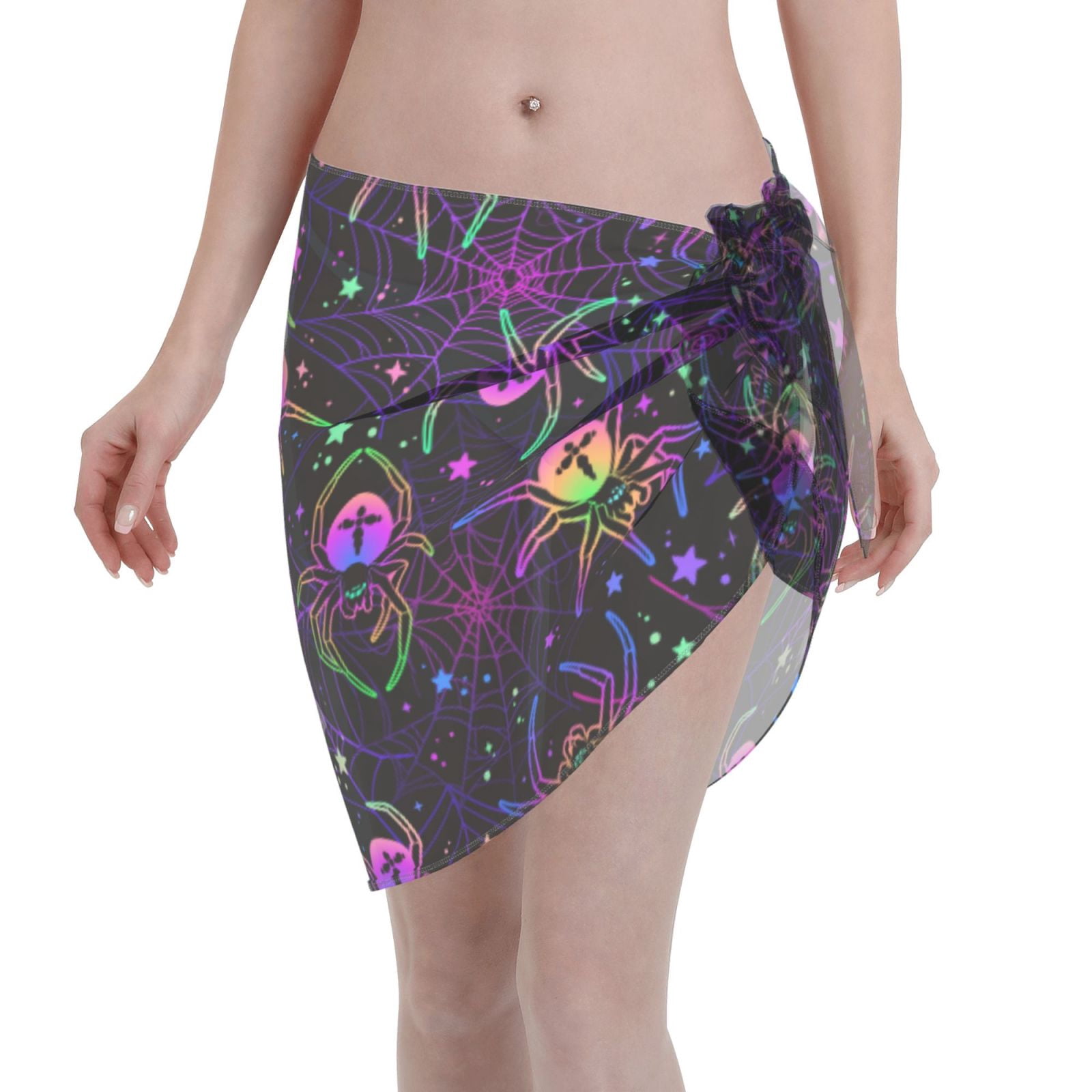 Coaee Multi-colored Spiders Women's Short Sarongs Beach Wrap Sheer ...