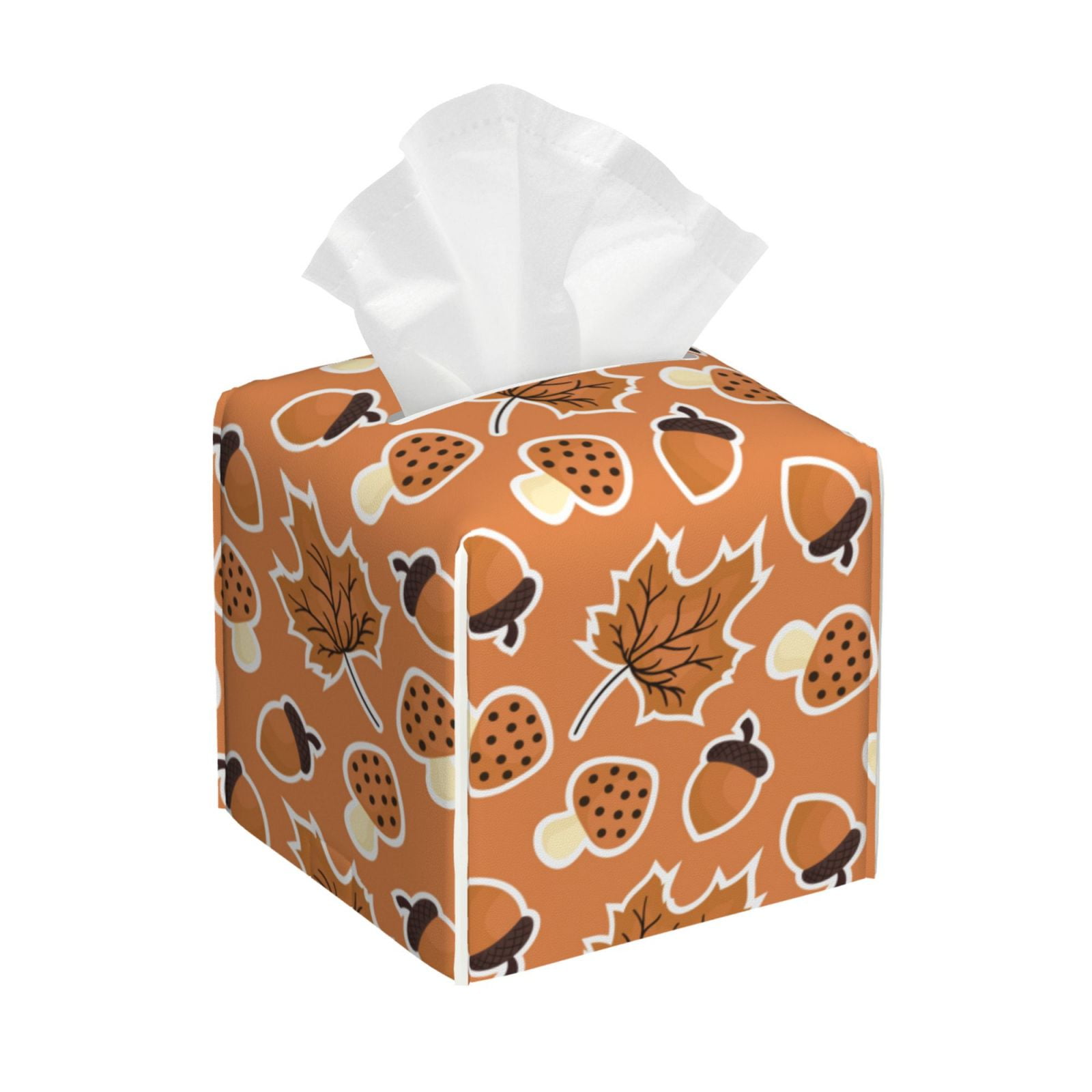 Coaee Mushroom maple nuts for Leather Tissue Box Cover Square Tissue ...