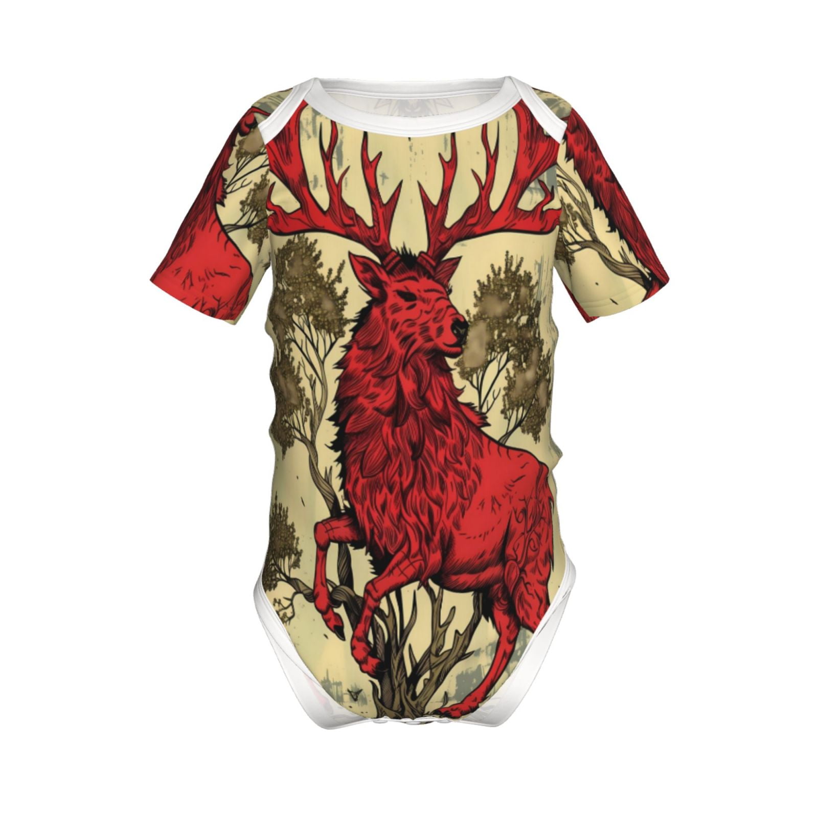 Coaee Mythical Red Stag Illustration for Soft Baby Short-Sleeve ...