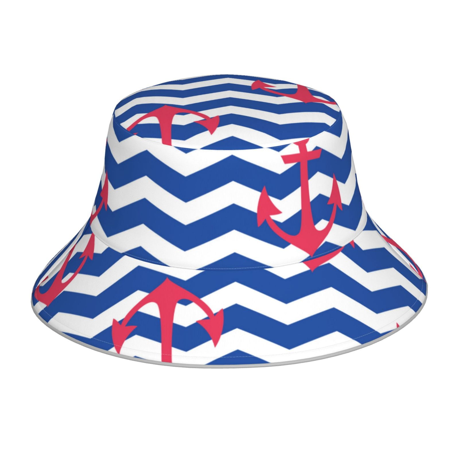 Coaee Nautical Anchors Double-Sided Reflective Strip Sun Hat Bucket Hat ...