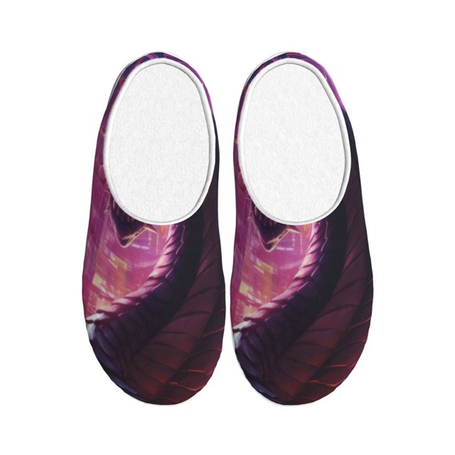 Coaee Neon Futuristic Dragon for Mens Slippers Indoor Slip On Shoes ...