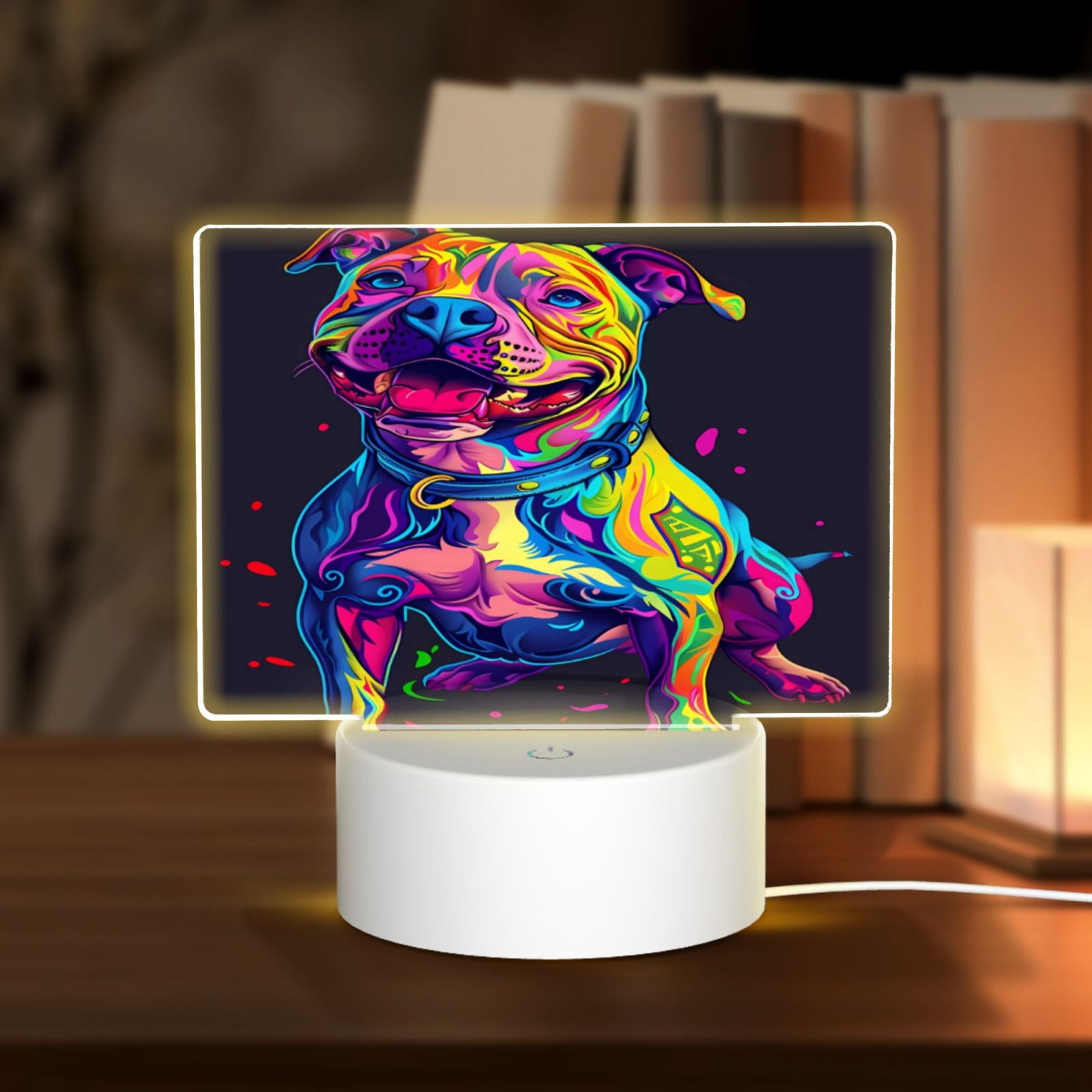 Coaee Neon Pop Art Pitbull for Rectangular Acrylic LED Desk Lamp 3 ...