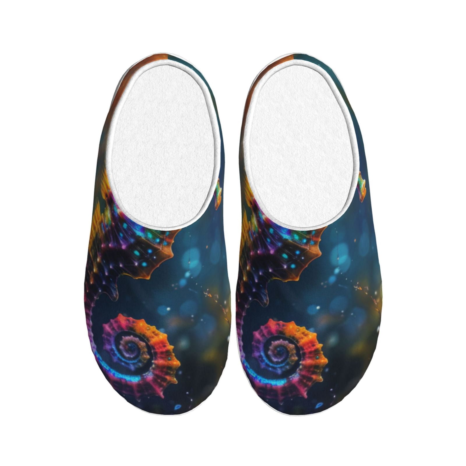 Coaee Neon Seahorse Underwater Realm for Mens Slippers Indoor Slip On ...