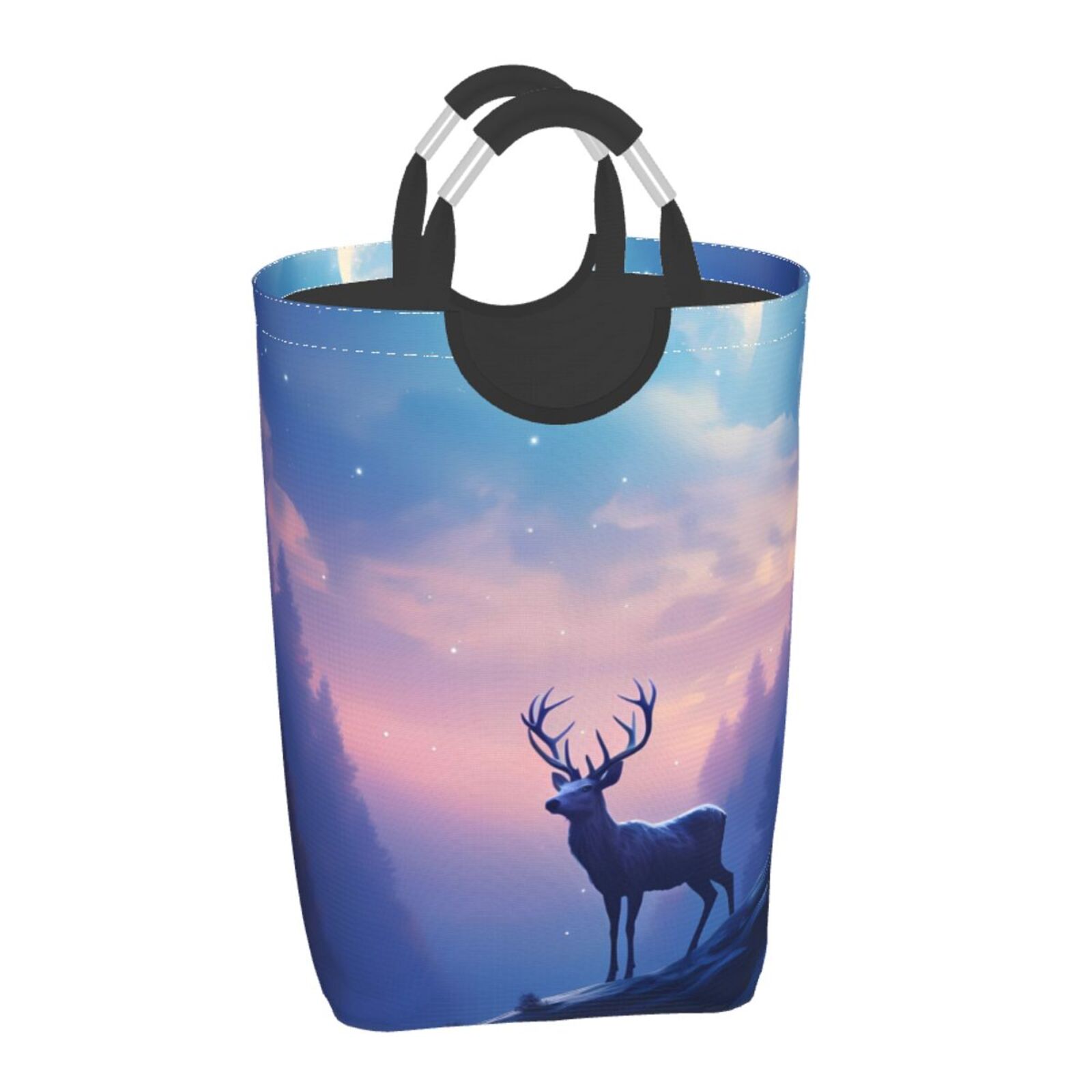 Coaee Night Sky Elk for 50L Laundry Baskets with Handles, Collapsible Laundry Hampers for ...