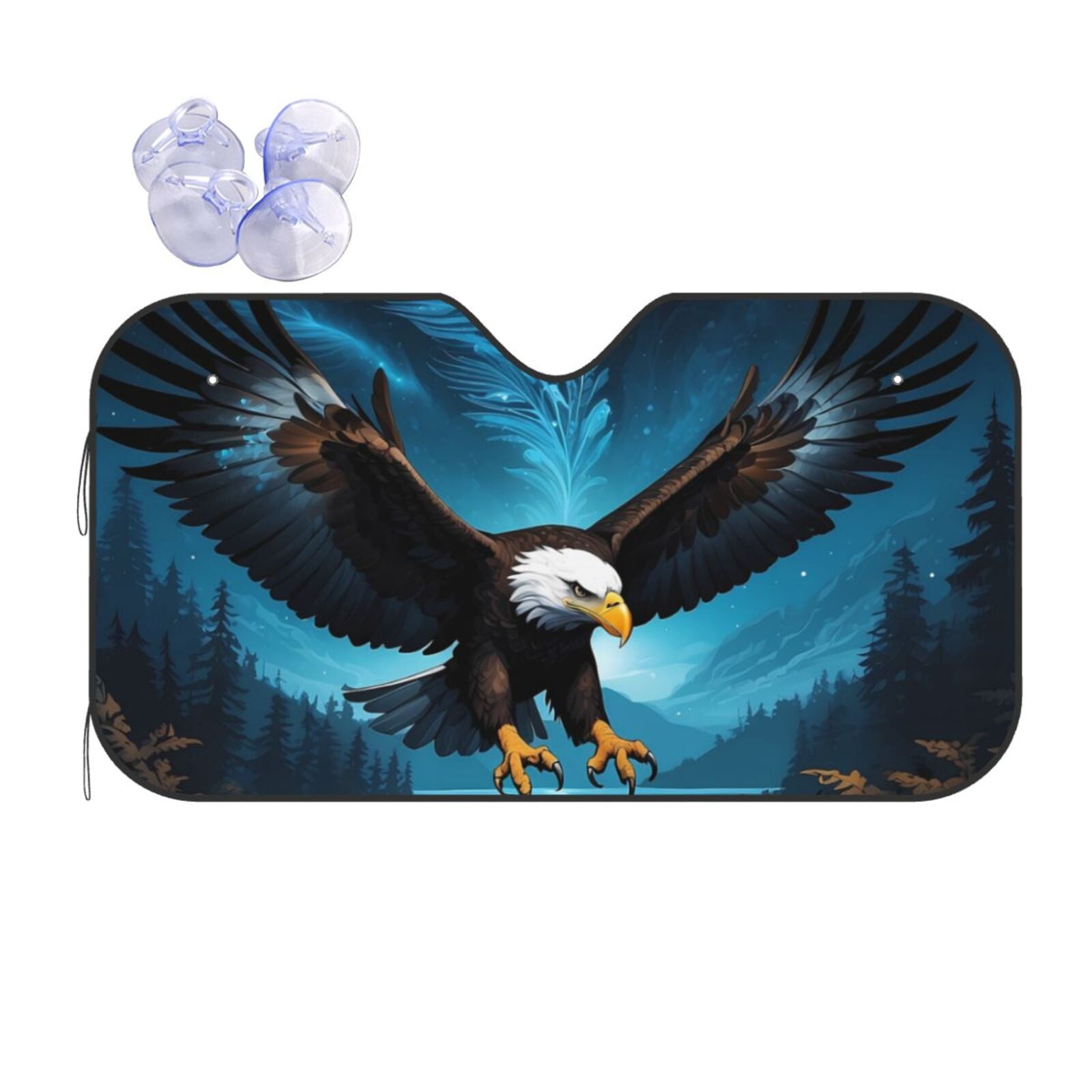Coaee Night Sky Forest Bald Eagle Print Car Sunshade Windshield Sun ...