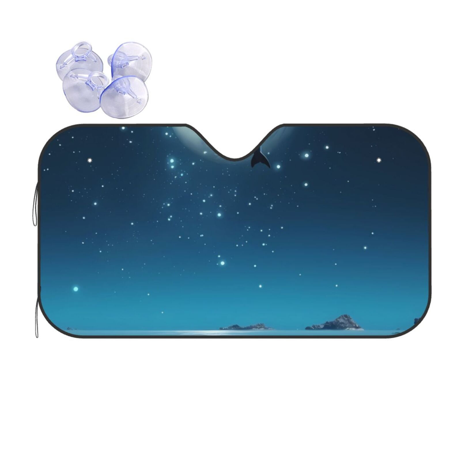 Coaee Night Sky Moon Dolphin Print Car Sunshade Windshield Sun Shade ...