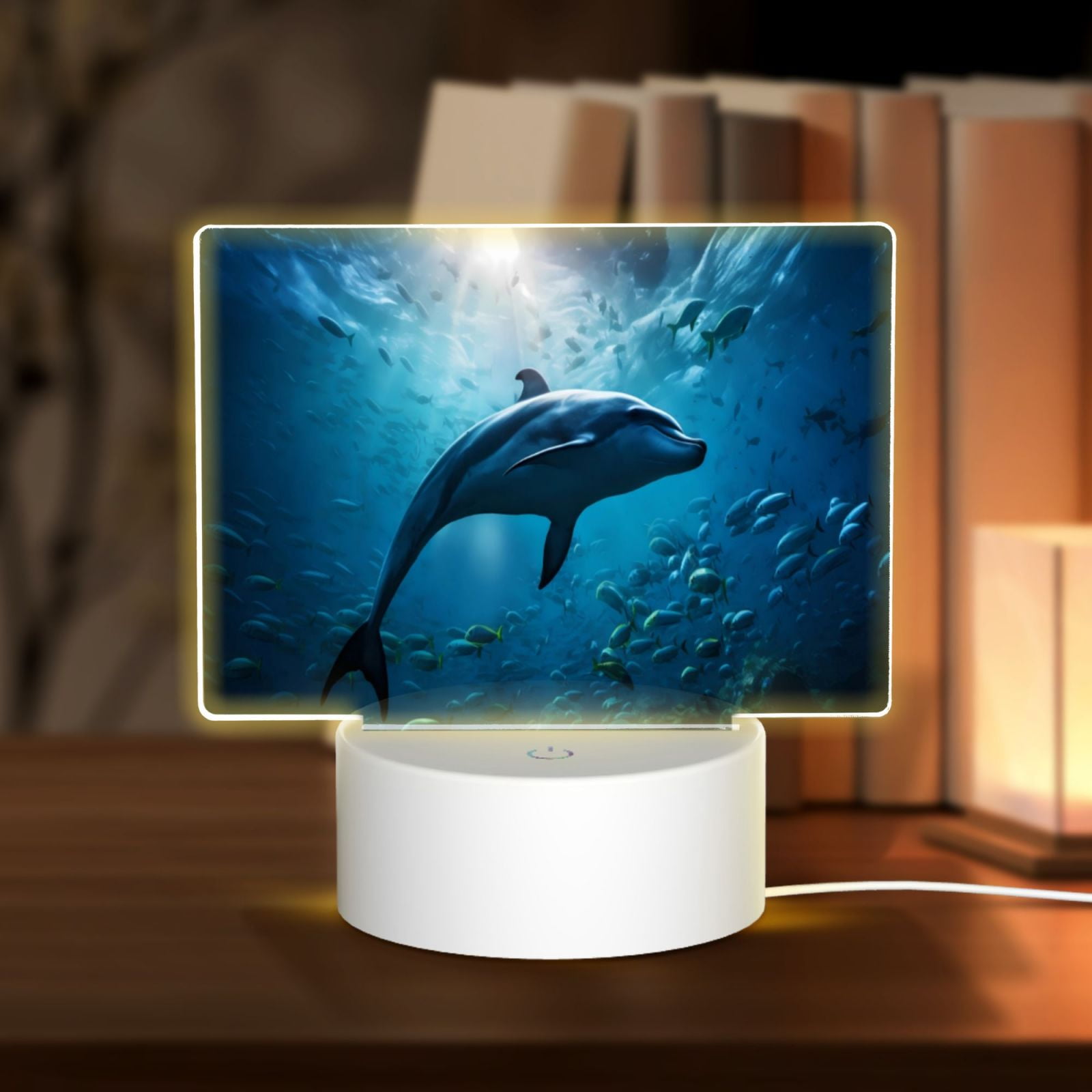 Coaee Ocean Dolphin Fish School for Rectangular Acrylic LED Desk Lamp 3 ...