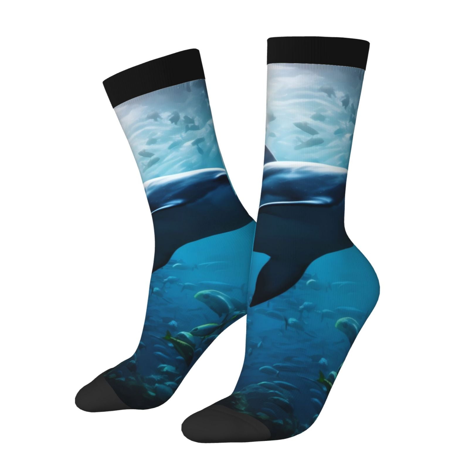 Coaee Ocean Dolphin Fish School Socks, Stylish Sports Mid-Tube Socks ...