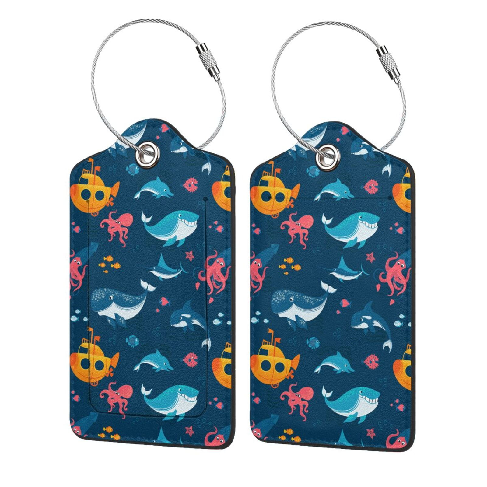 Coaee Ocean Floor Animals Untethered Leather Luggage Tags for Suitcases ...