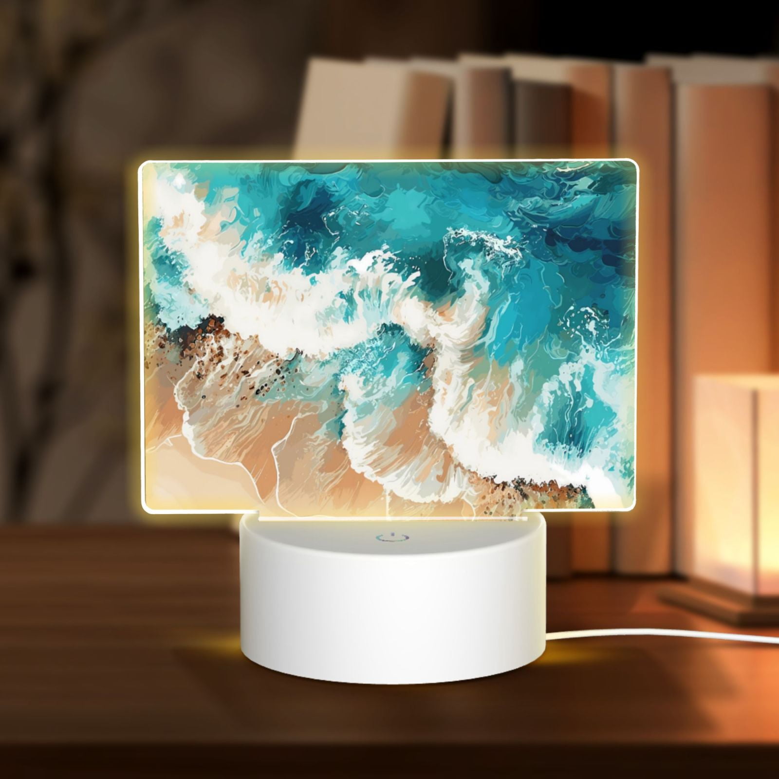 Coaee Ocean Wave Crash for Rectangular Acrylic LED Desk Lamp 3 Color ...