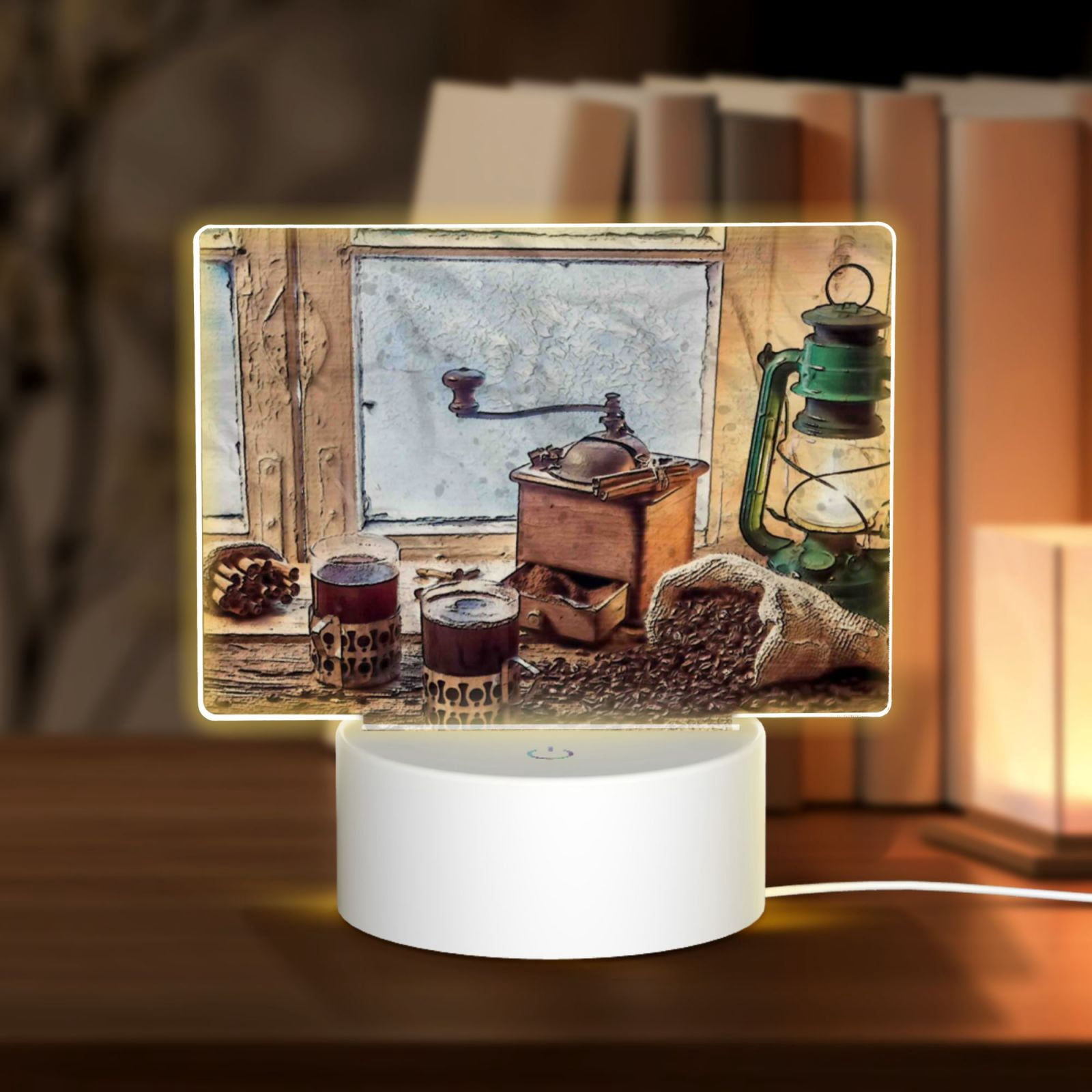 Coaee Oil Lamp Coffee Beans for Rectangular Acrylic LED Desk Lamp 3 ...