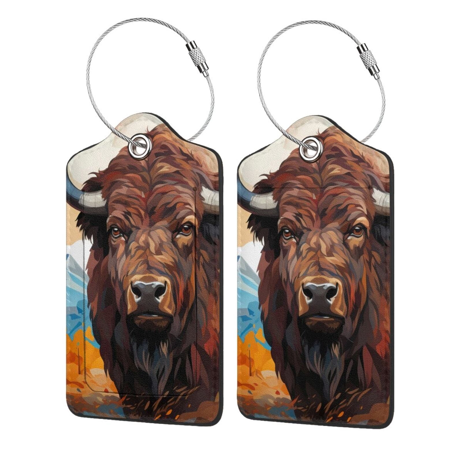 Coaee Oil Painting Style Iceberg Yak Untethered Leather Luggage Tags ...