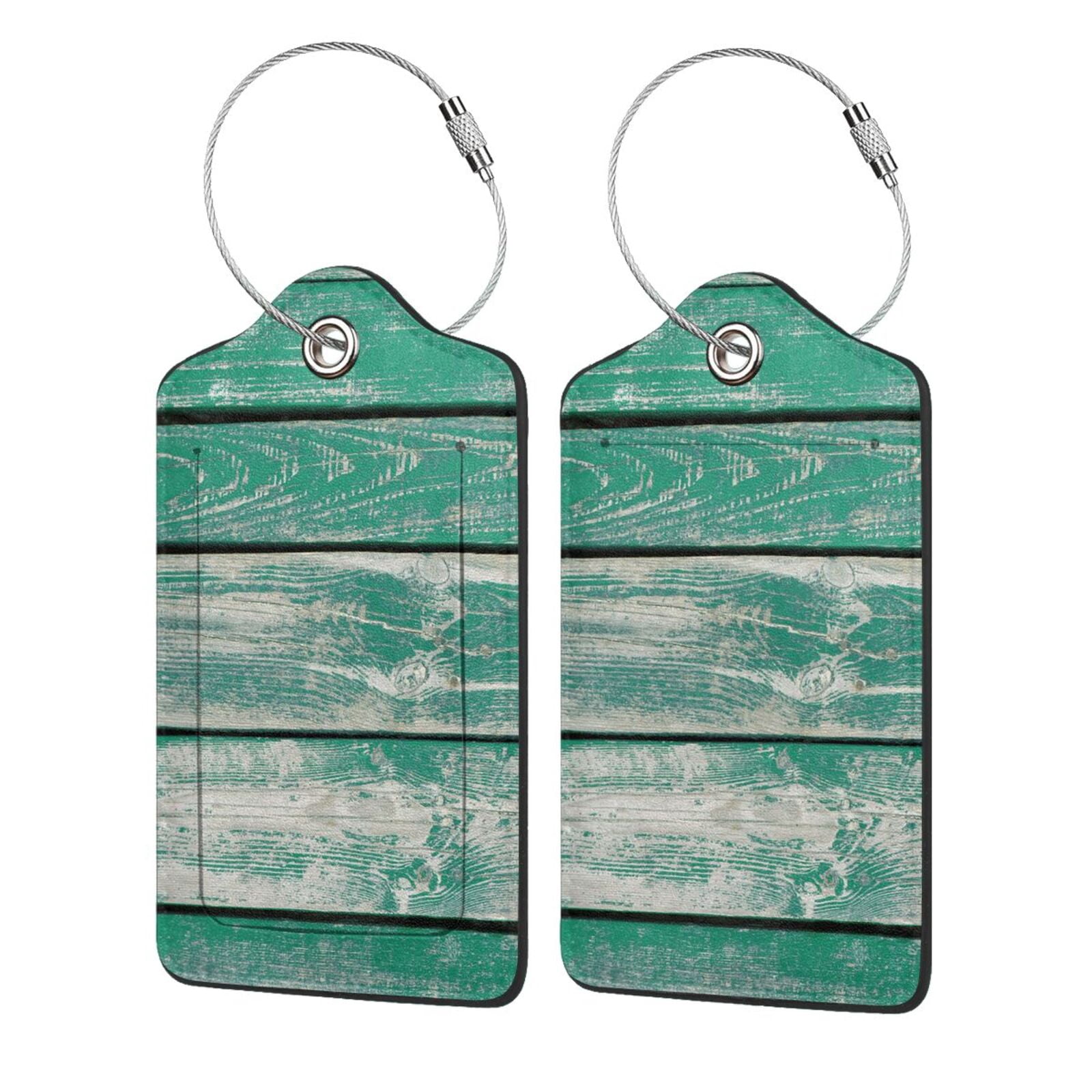 Coaee Old Green Wooden Untethered Leather Luggage Tags for Suitcases ...