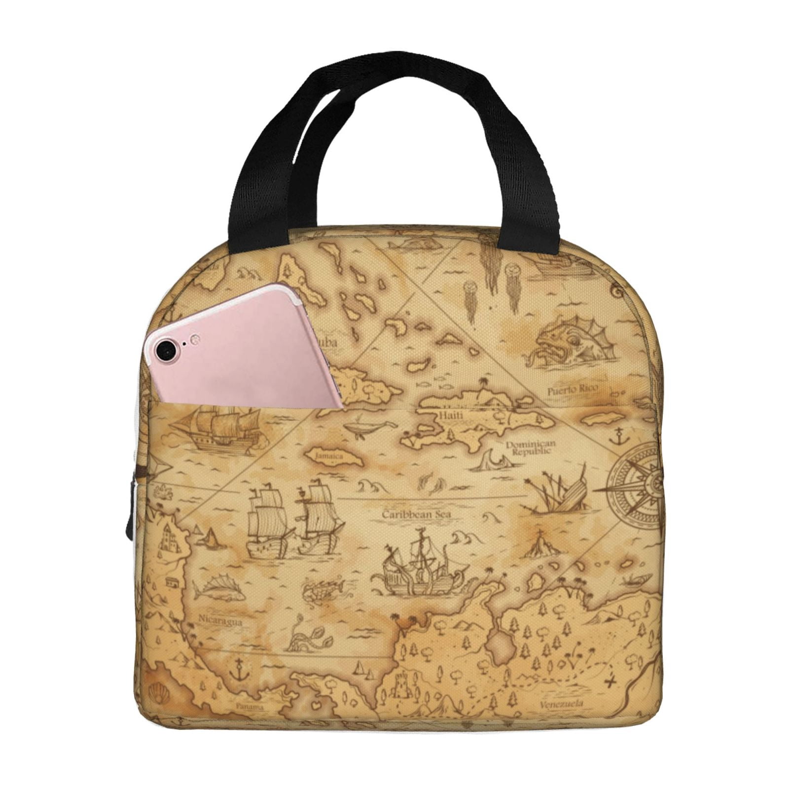 Coaee Old Vintage Map Of Sea for Reusable Thermal Soft Leakproof Lunch ...