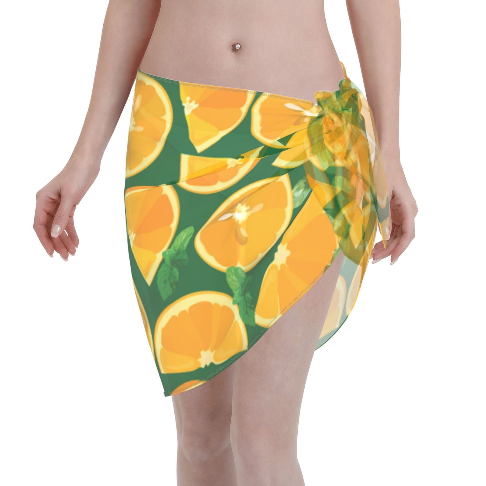 Coaee Orange Women's Short Sarongs Beach Wrap Sheer Bikini Wraps ...