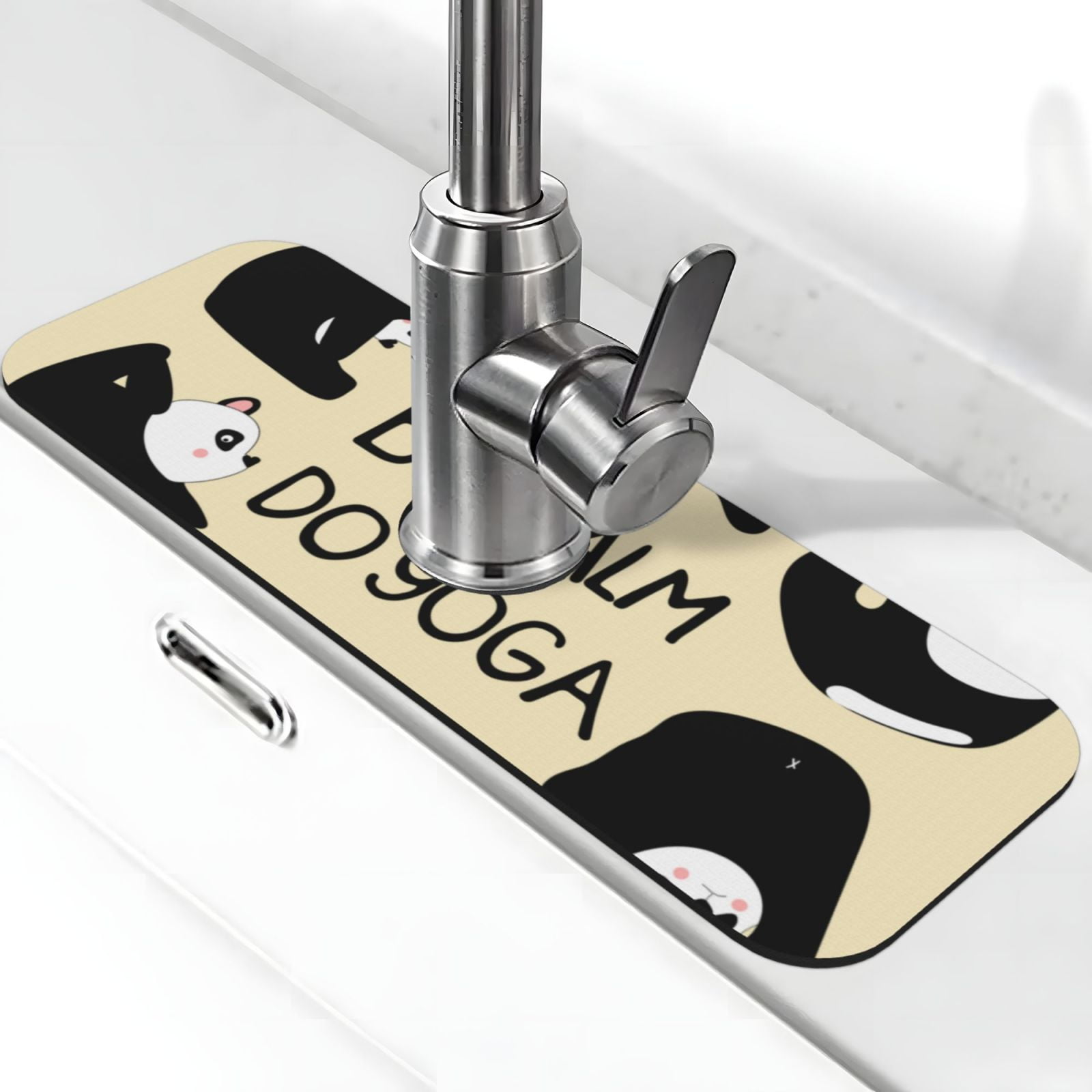 Coaee Panda Doing Yoga for Kitchen Sink Splash Guard Sink Faucet Mat ...