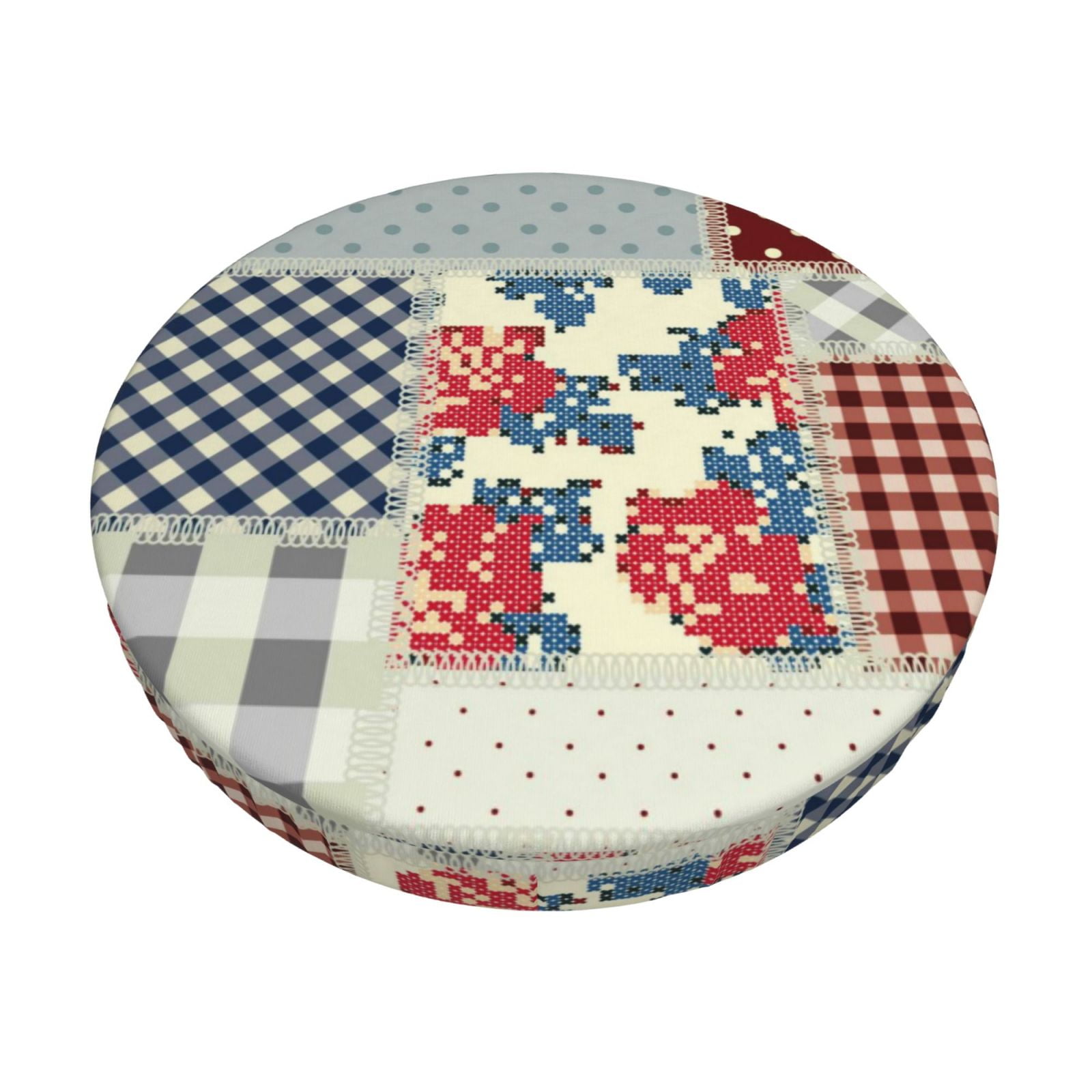 Coaee Patchwork In Country Style Round Bar Stool Seat Covers Washable ...