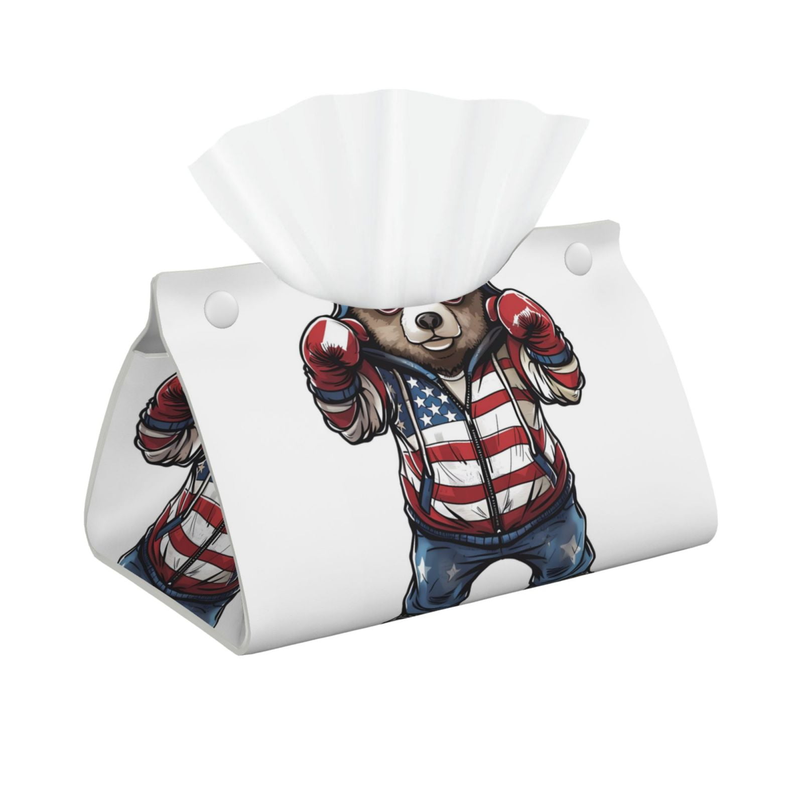 Coaee Patriotic Boxing Bear Art for Large Tissue Box Cover Rectangular ...